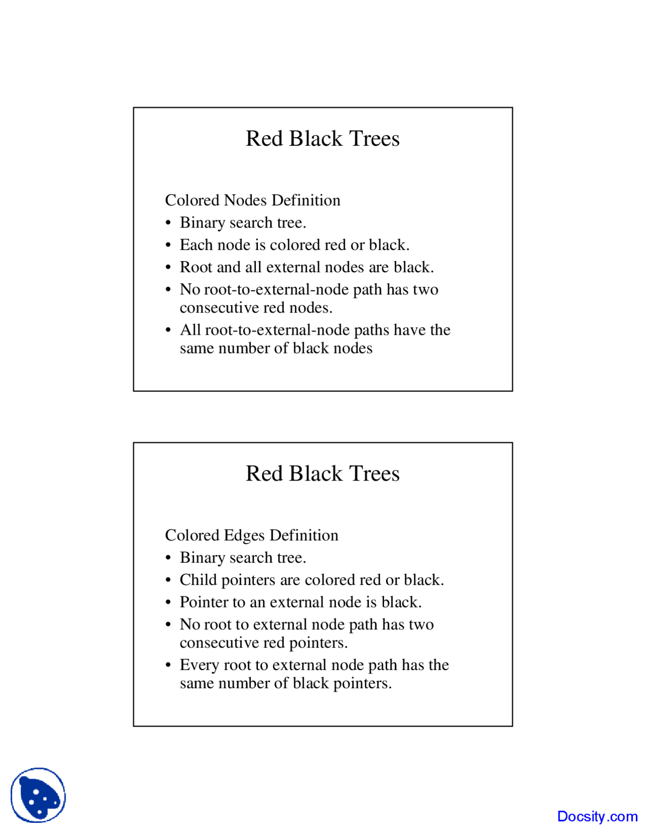 Red Black Trees Advanced Data Structures Lecture Slides Docsity