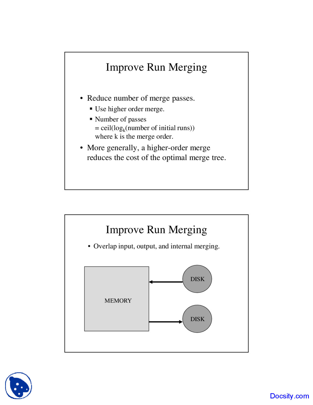 Improve Run Merging - Advanced Data Structures - Lecture Slides - Docsity