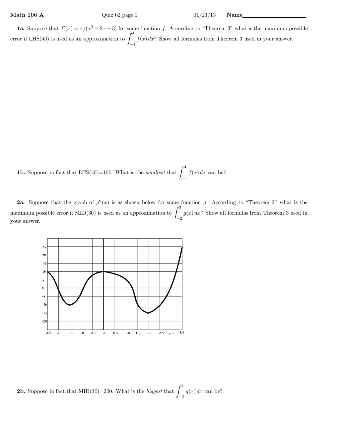 Formulas Calculus Quiz Docsity
