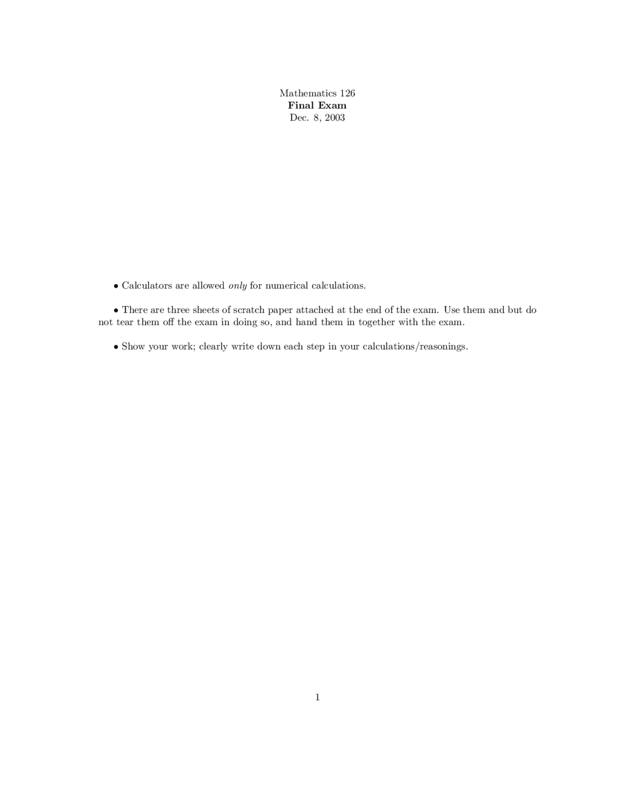 Definite Integrals, Indefinite Integrals - Calculus II - Exam - Docsity