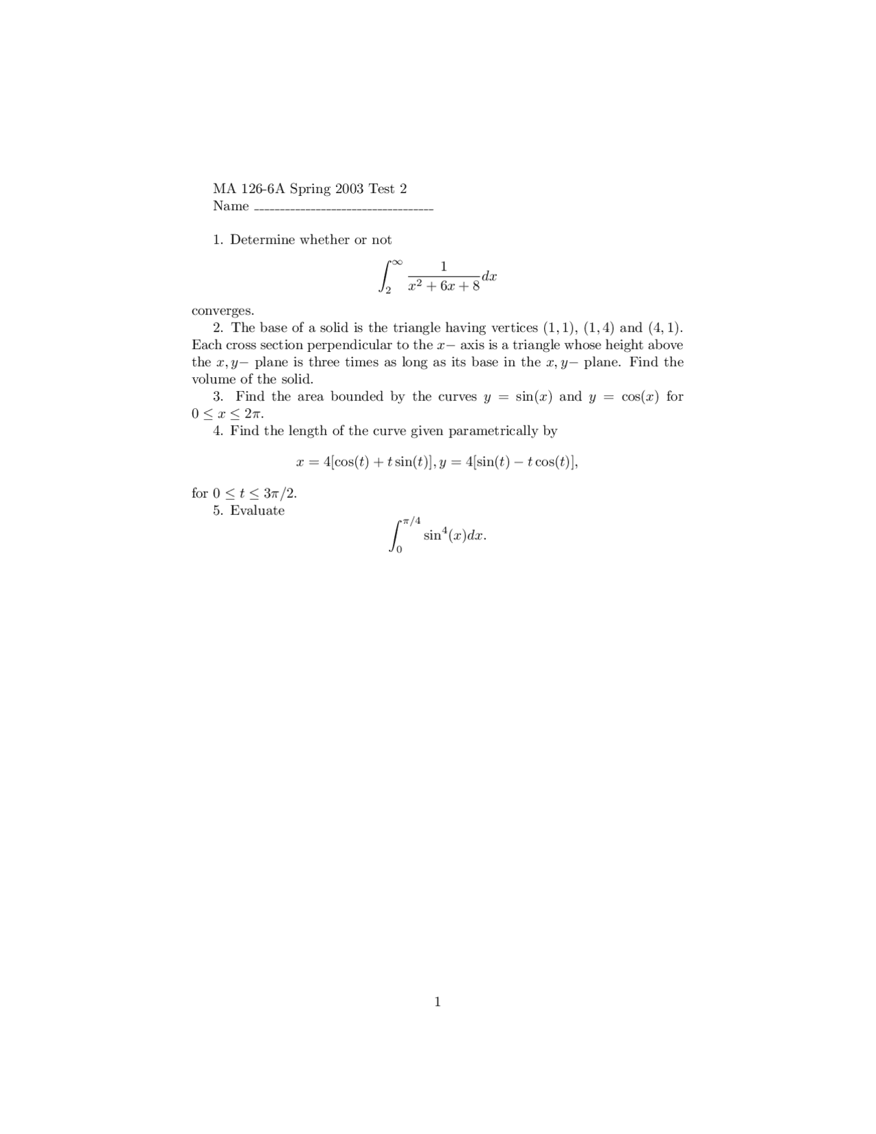 Length Of Curve Calculus Ii Exam Docsity