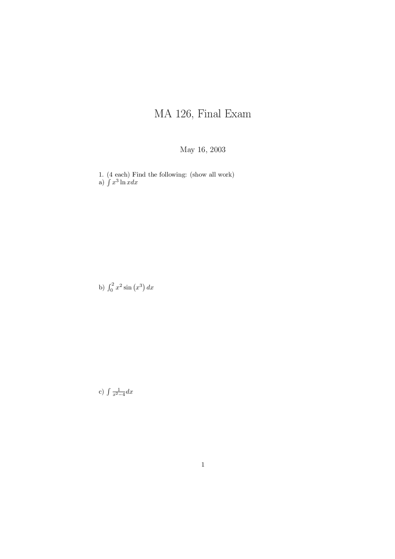 Infinite Series Calculus Ii Exam Docsity