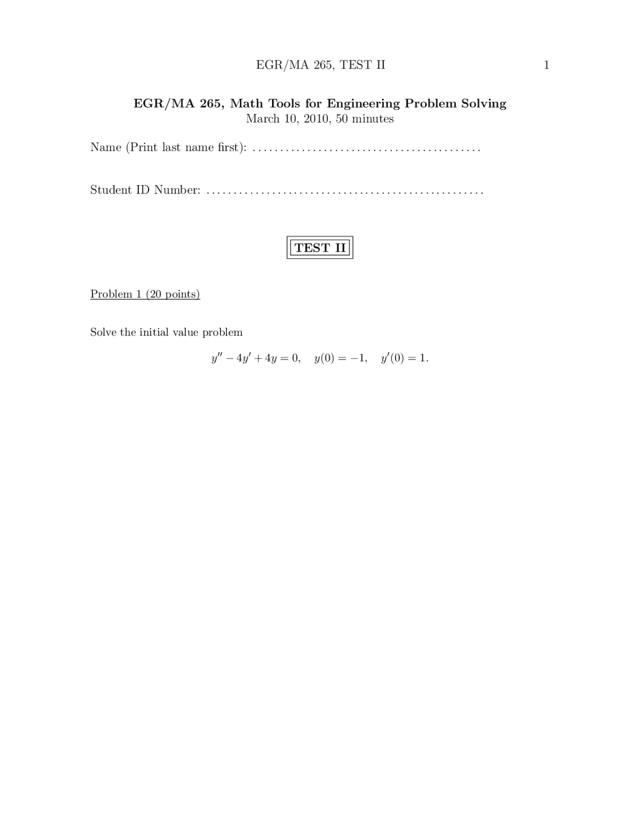 Free Oscillations Math Tools For Engineering Exam Docsity