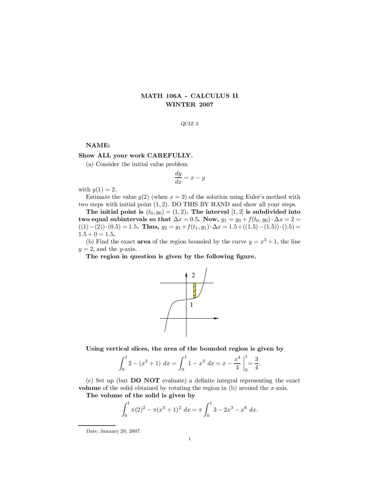 Initial Point Calculus Solved Quiz Docsity