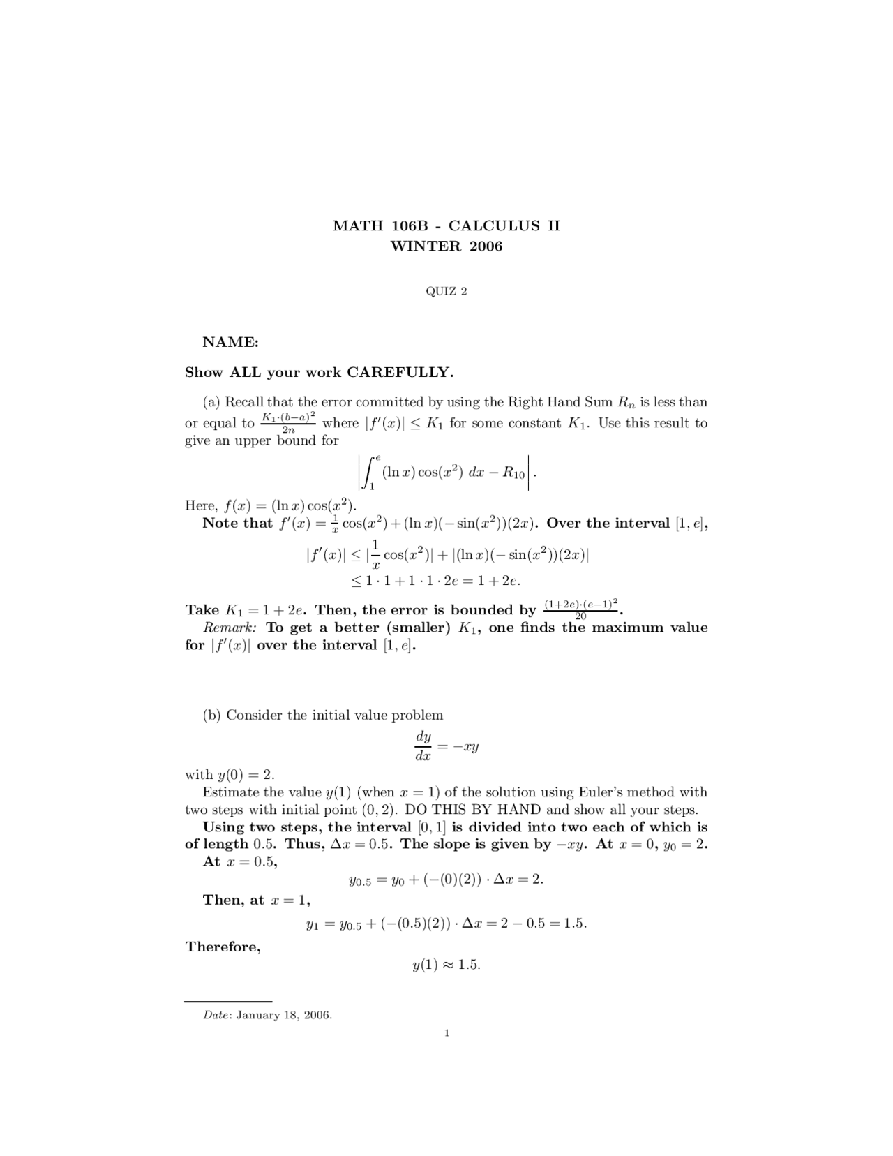 Committed Calculus Solved Quiz Docsity 6420