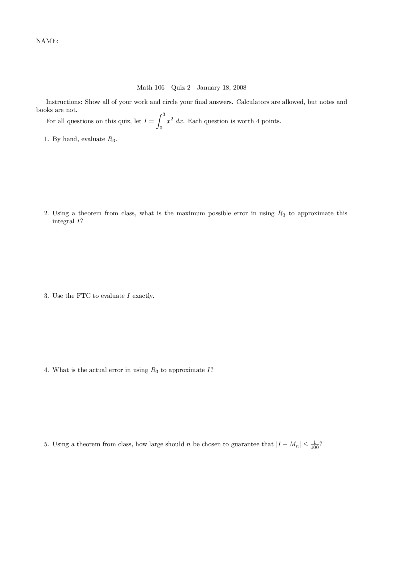 Theorem Calculus Quiz Docsity