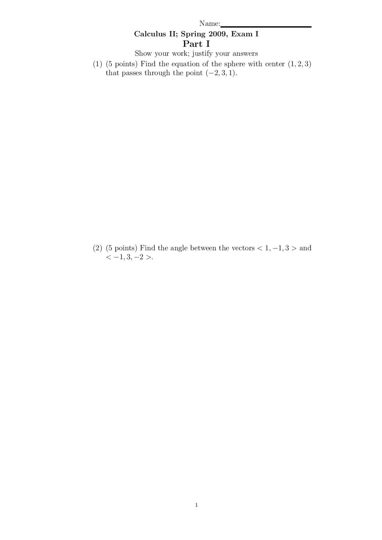 Tangent Vector - Calculus II - Exam - Docsity