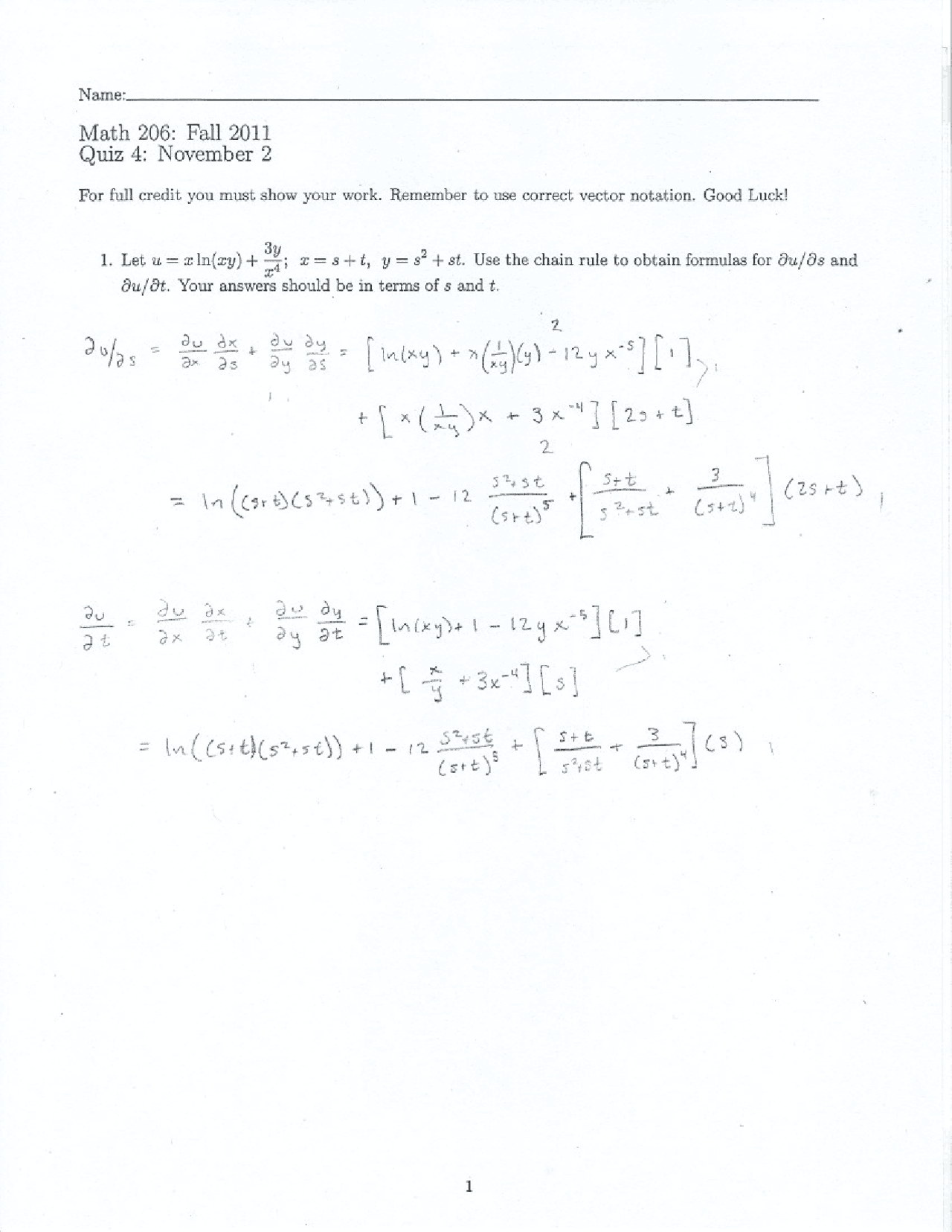 Chain Rule Multivariable Solved Quiz Exercises Calculus Docsity Chain Rule Multivariable Solved Quiz Exercises Calculus Docsity