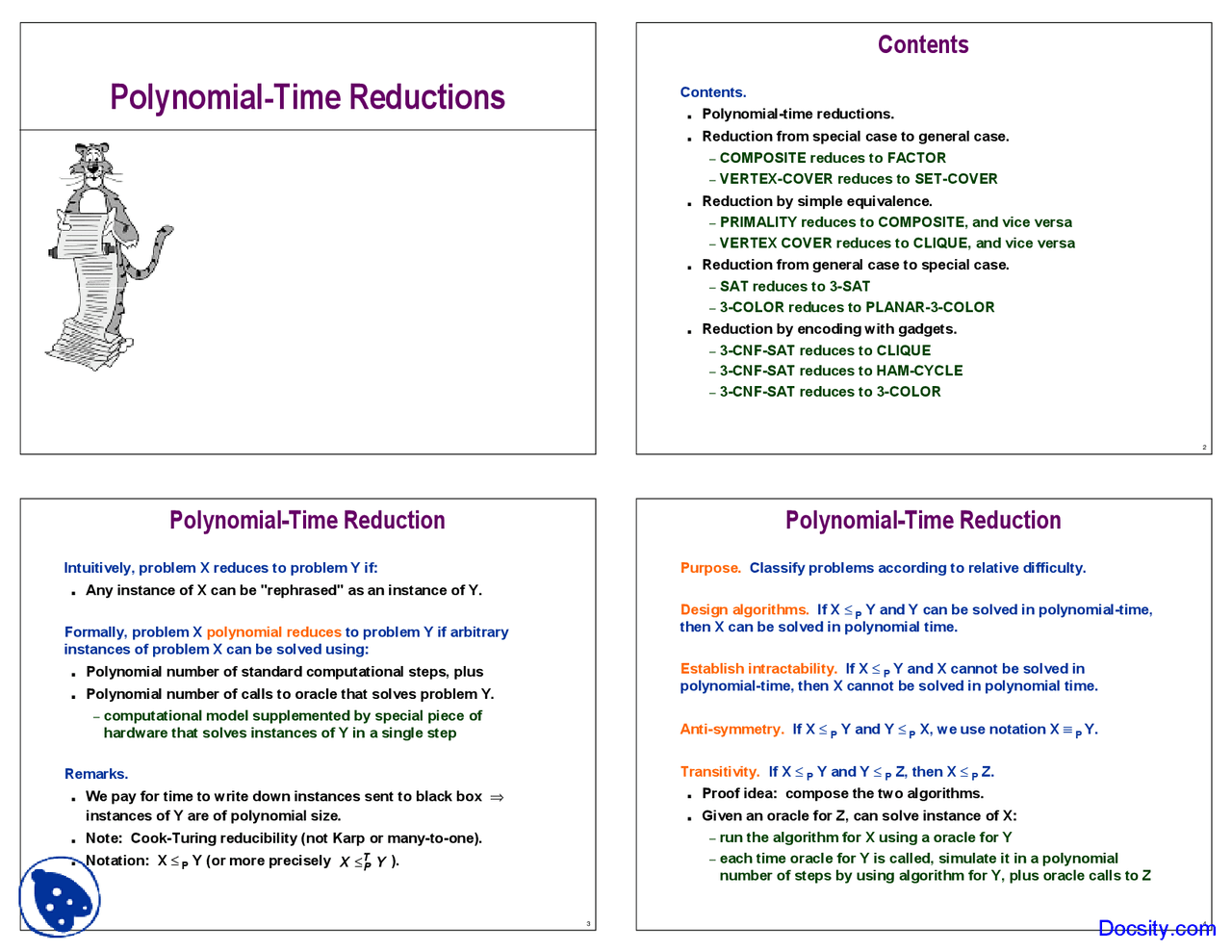 Polynomial Time Reductions Algorithm And Complexity Analysis
