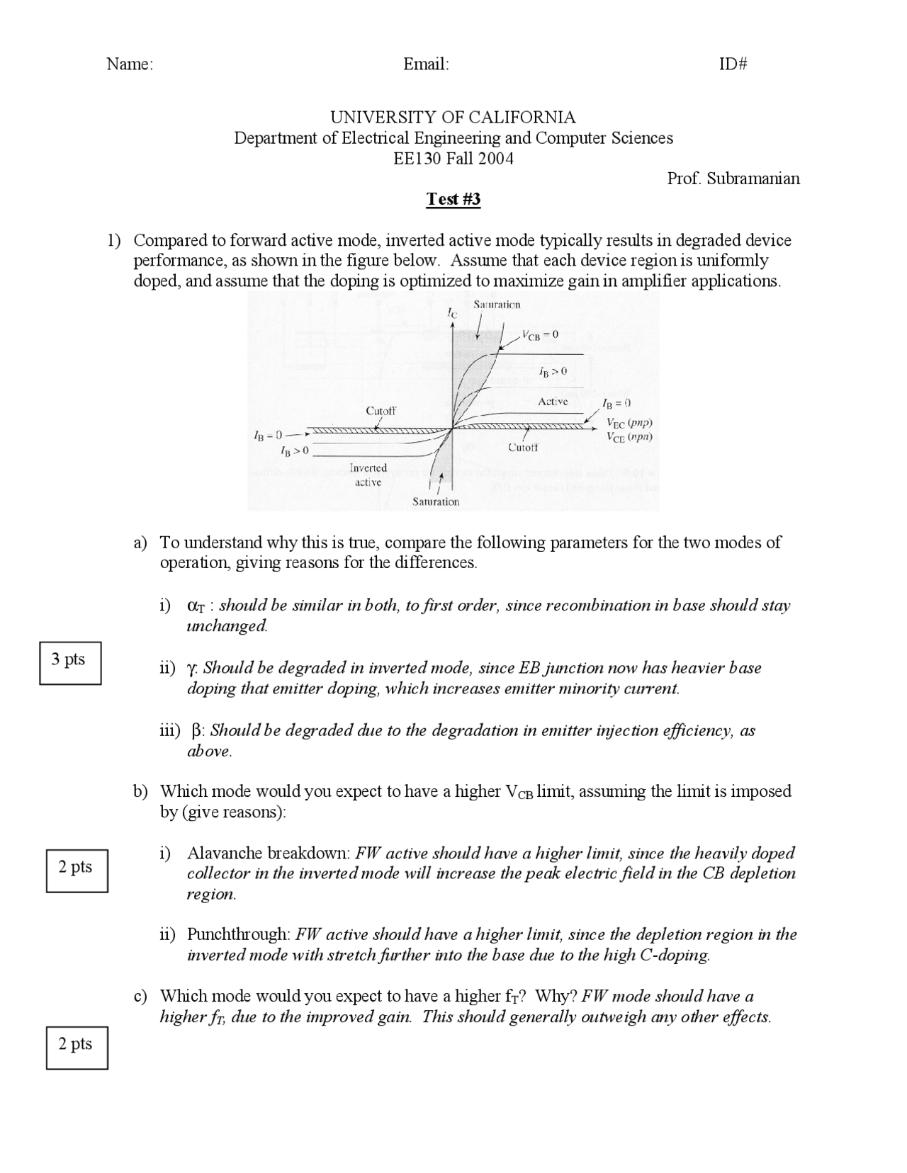 Conduction Integrated Circuit Devices Solved Exam Docsity