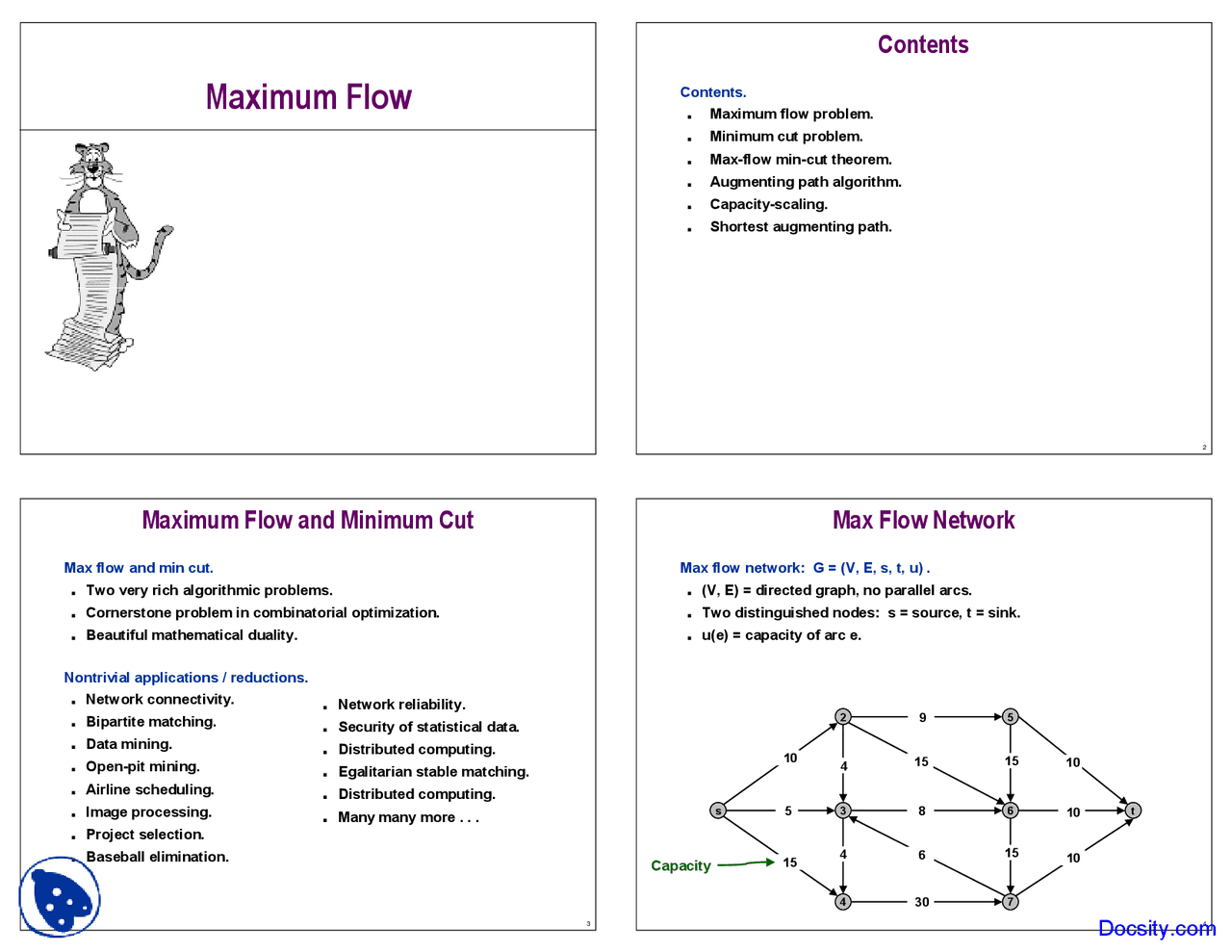 Maximum Flow - Algorithm and Complexity Analysis - Lecture Slides - Docsity