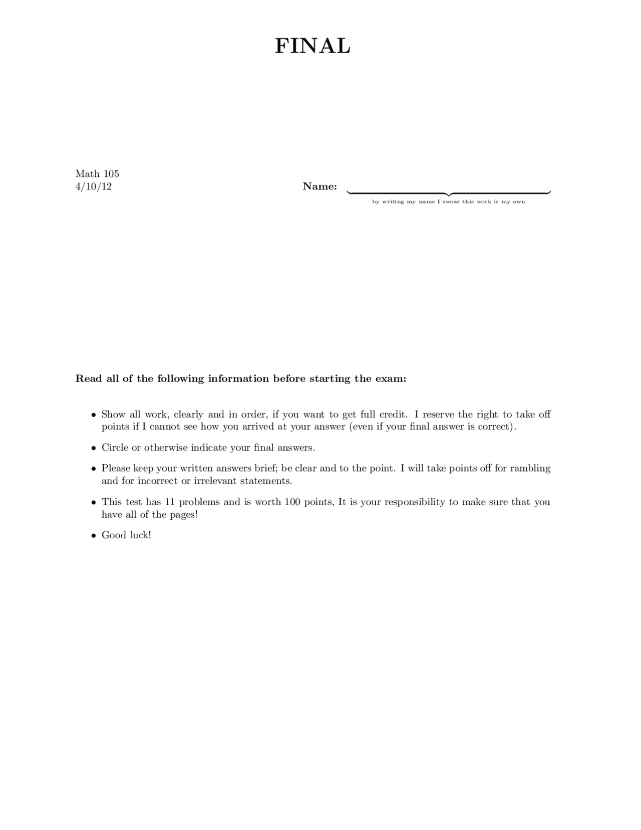 Increasing Multivariable Exam Docsity