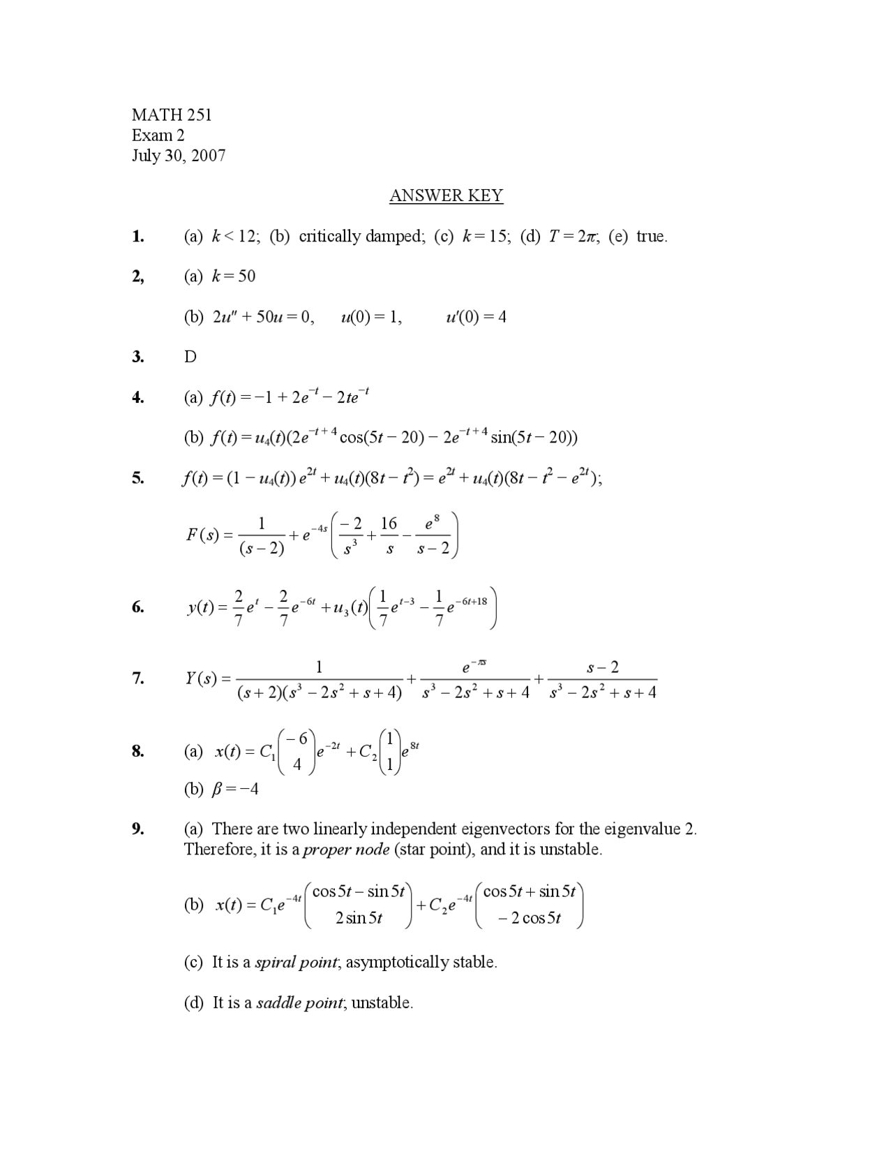 Supporting Work Ordinary And Partial Differential Equations Solved