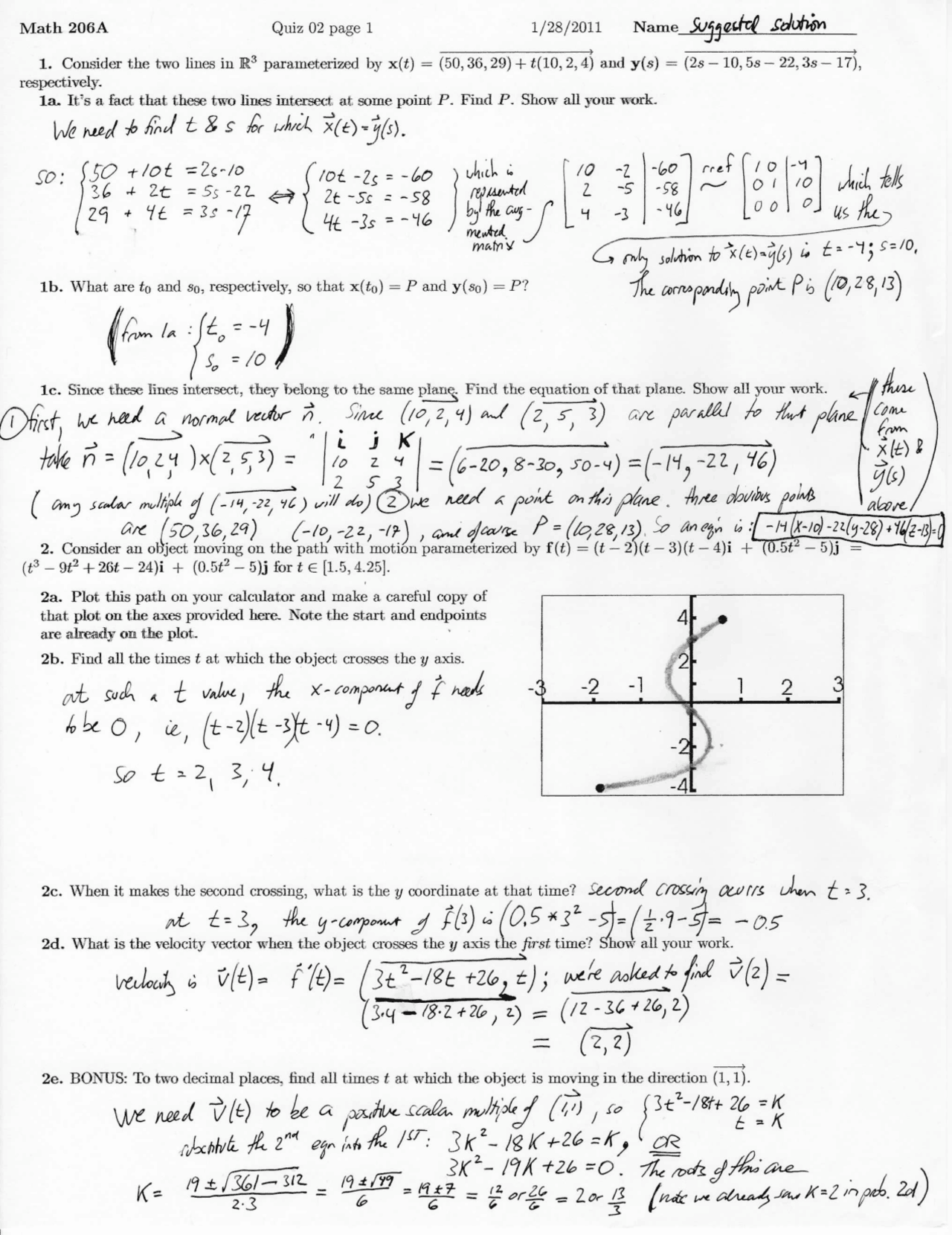 Lines Intersect Multivariable Solved Quiz Docsity
