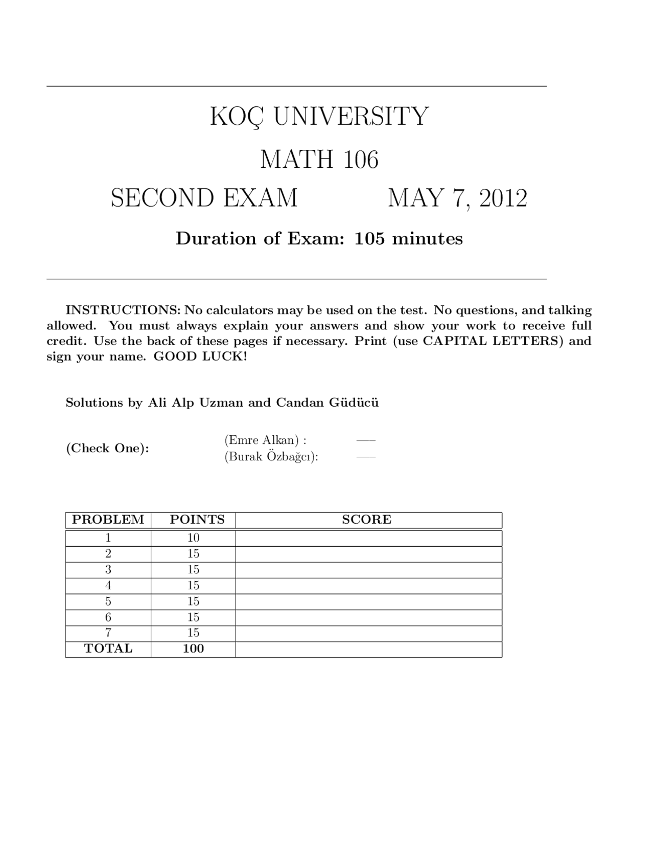 Differentiable Function Calculus One Exam Docsity