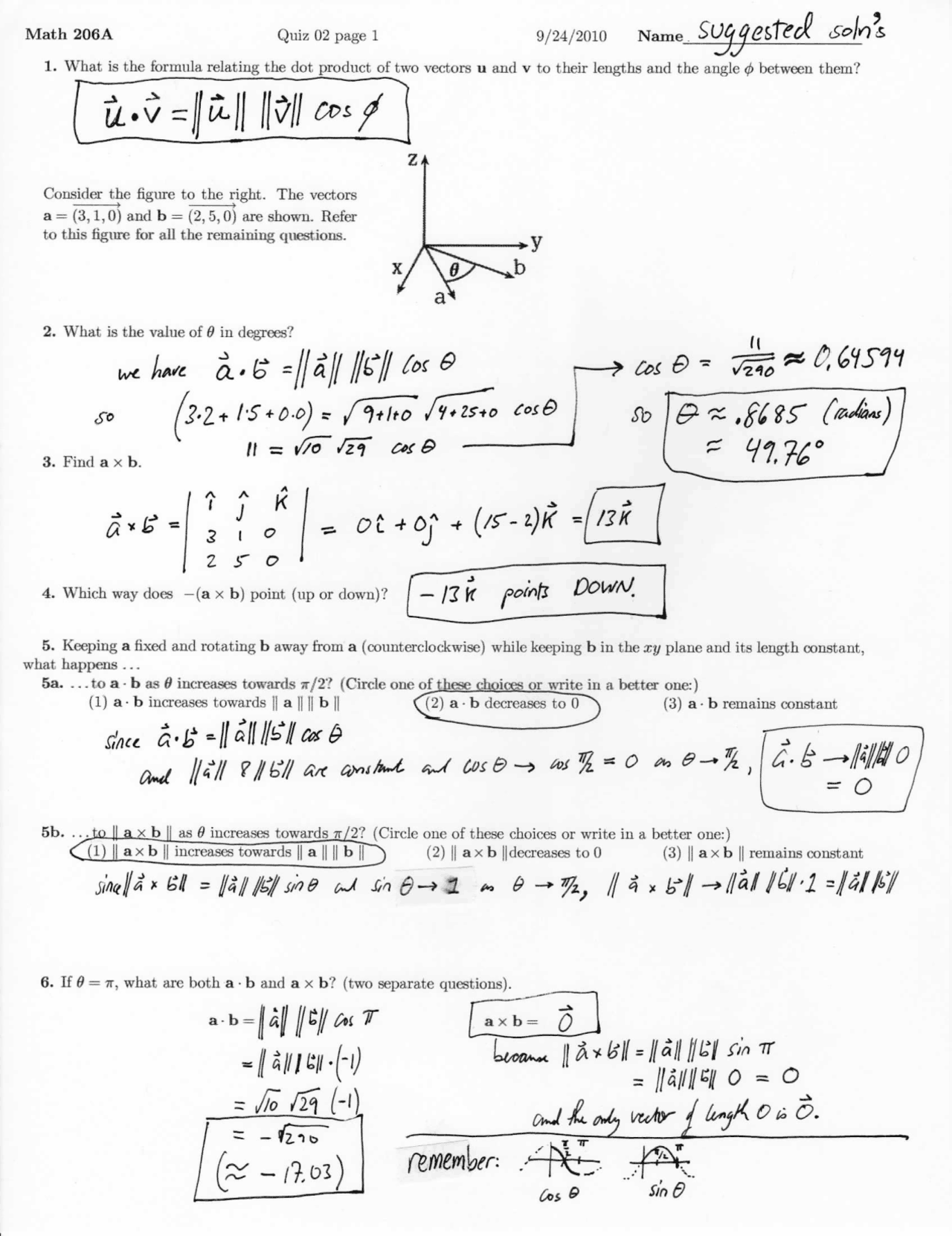 Value Multivariable Solved Quiz Docsity