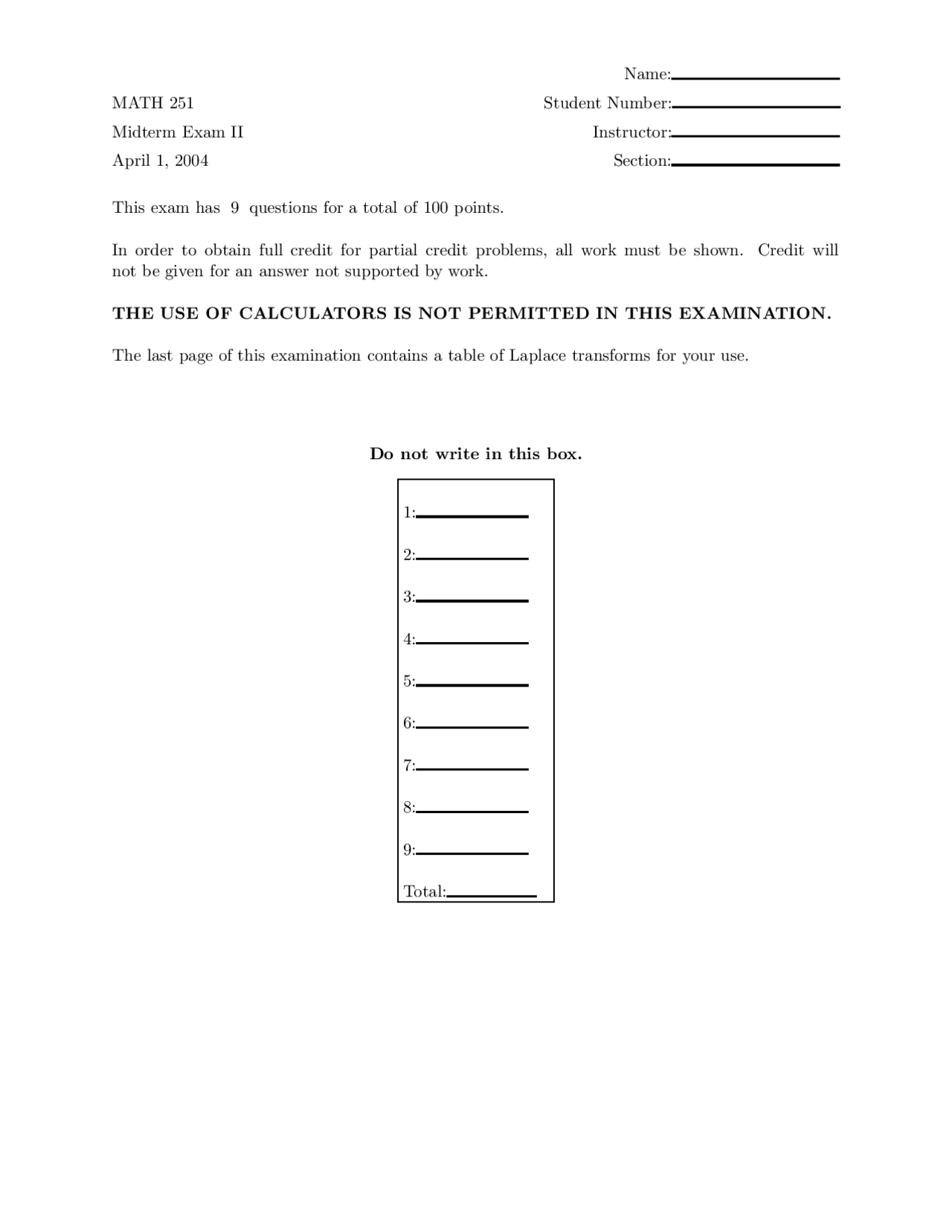 Piecewise Continuous Function - Ordinary and Partial Differential Equations - Exam | Exams ...