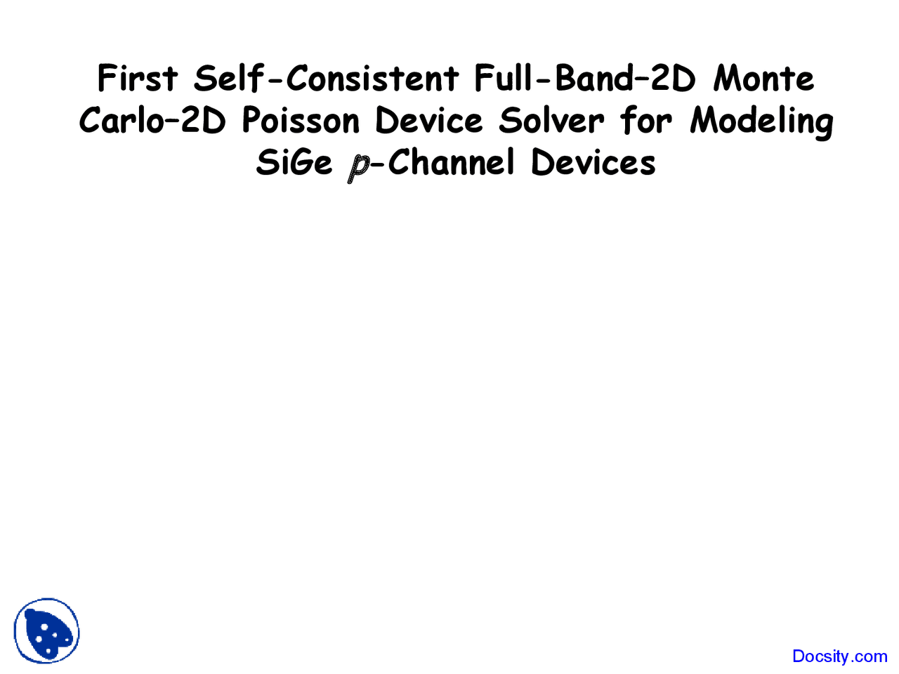 Poisson Device Solver Advanced Device Simulation Lecture Slides Docsity