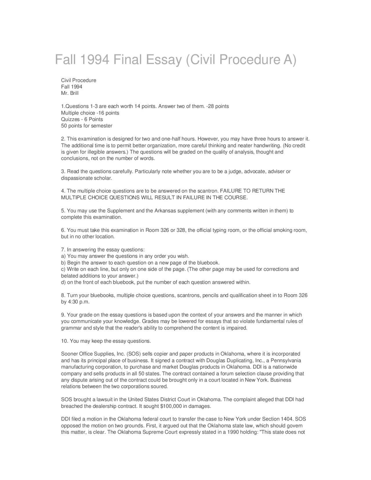Unauthorized Surveillance Civil Procedure Past Paper Docsity