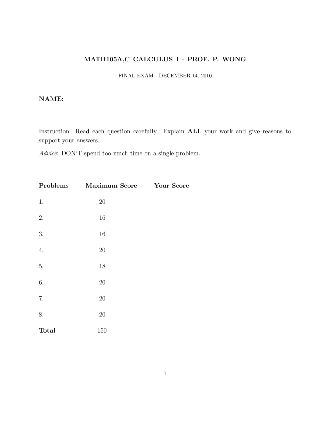 Inflection Points - Multivariable - Exam - Docsity