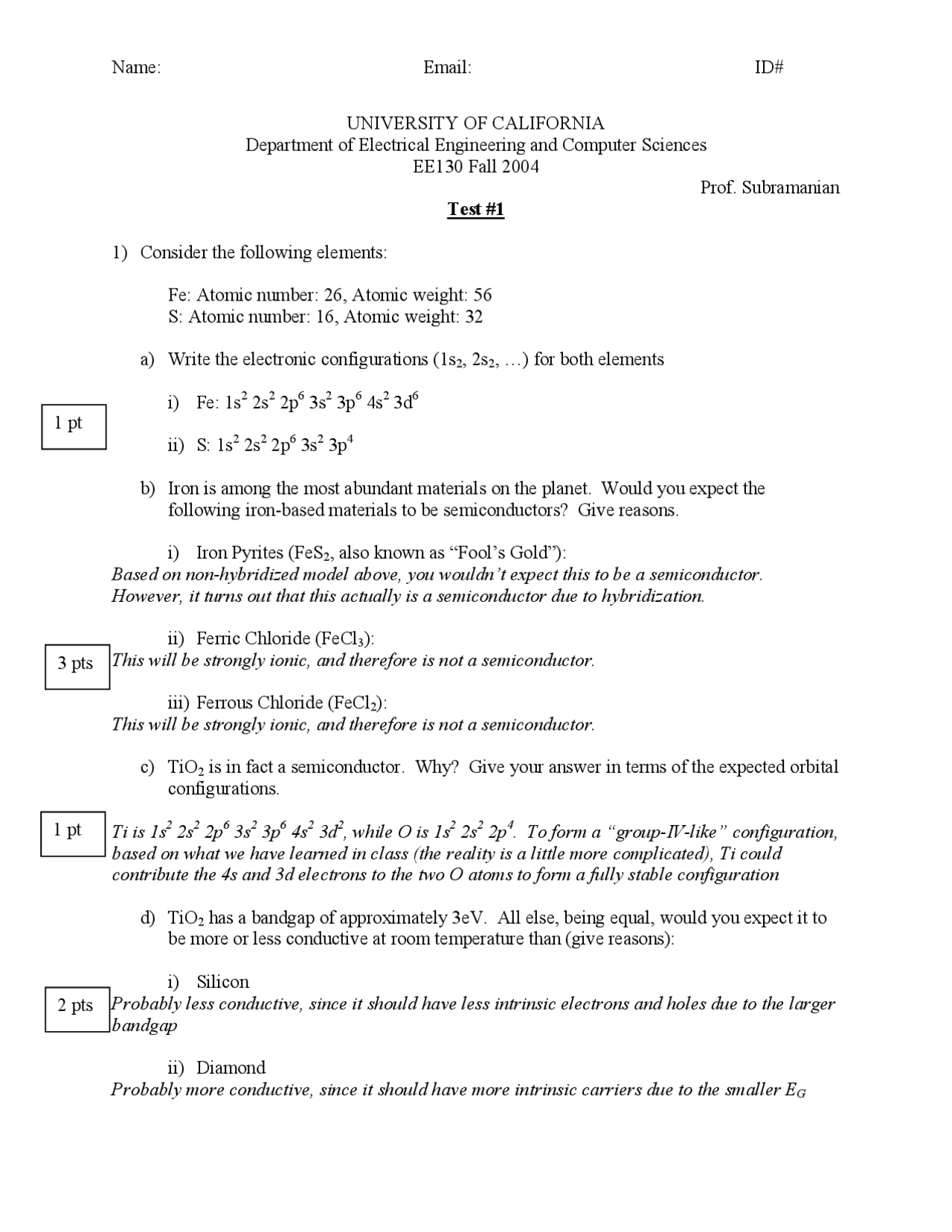 Concentrations Integrated Circuit Devices Solved Exam Docsity