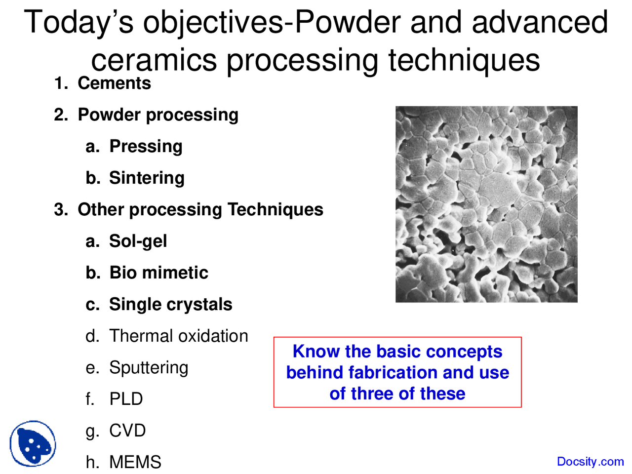 Ceramics Processing Techniques Processing Of Materials Lecture