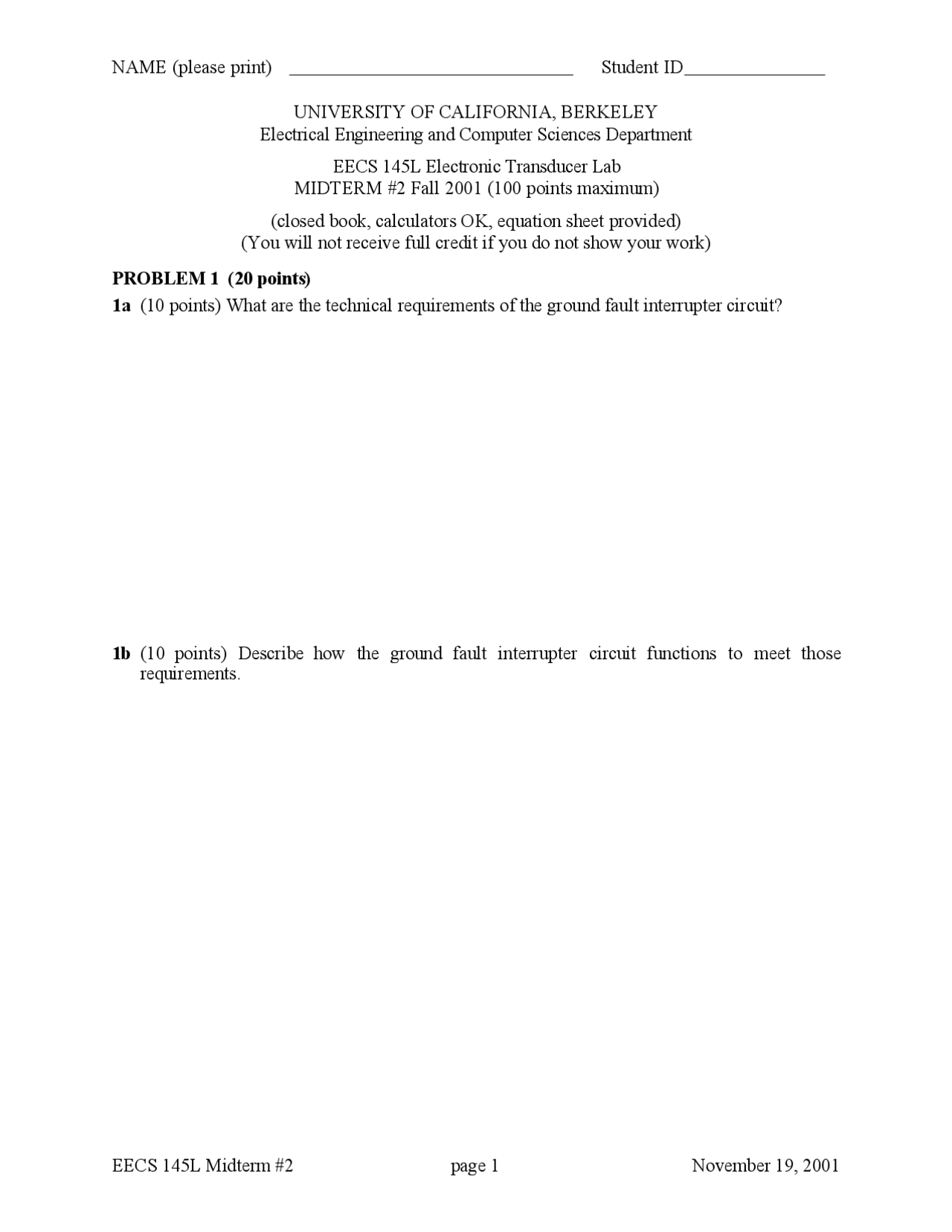 Technical Requirements Intro Electronic Transducer Lab Exam Docsity