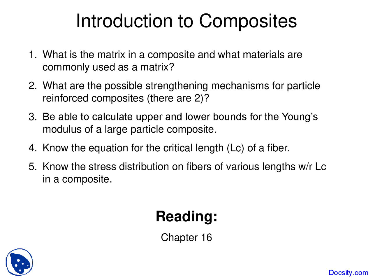 Introduction To Composites Processing Of Materials Lecture Slides