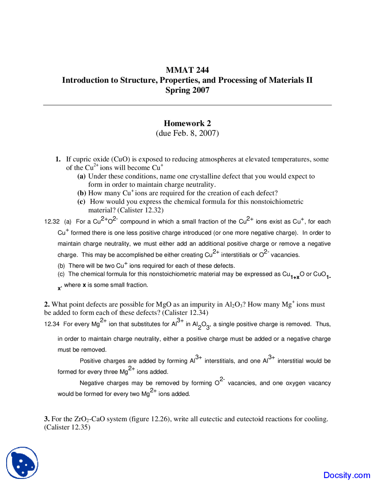 Crystalline Defect Processing Of Materials Solved Homework Questions Docsity