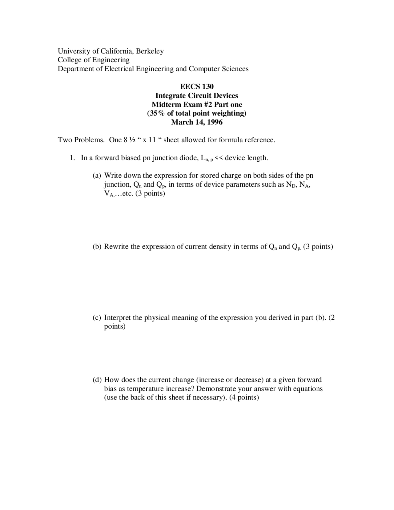 Junction Integrated Circuit Devices Exam Docsity