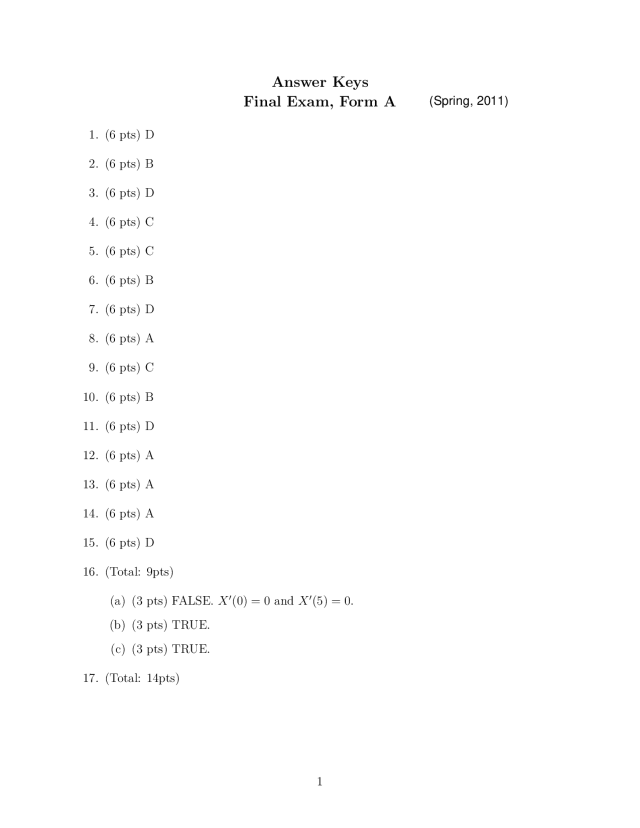 Unstable - Ordinary and Partial Differential Equations - Solved Exam - Docsity