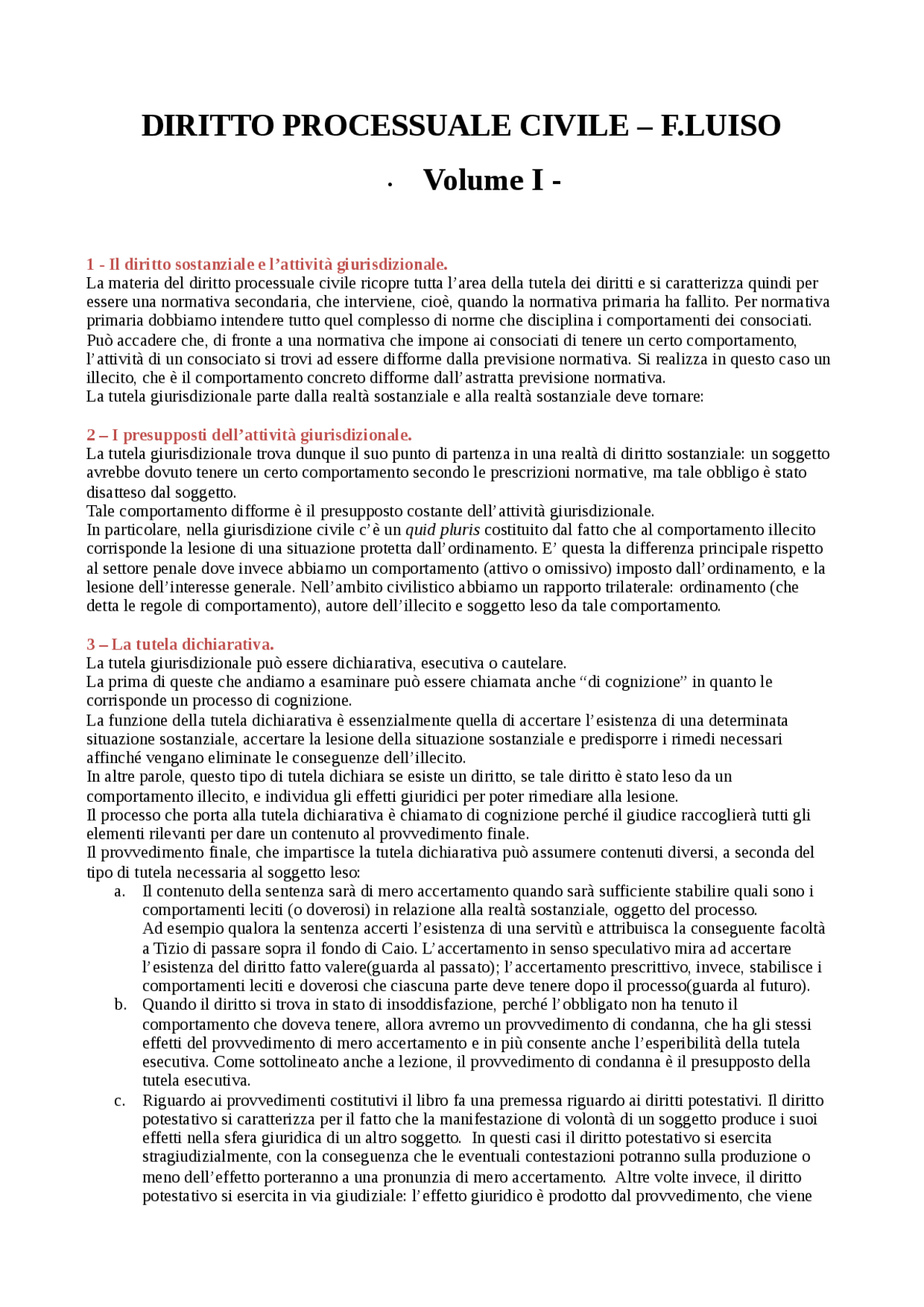 Luiso - Diritto processuale civile - Volume 1 - Docsity
