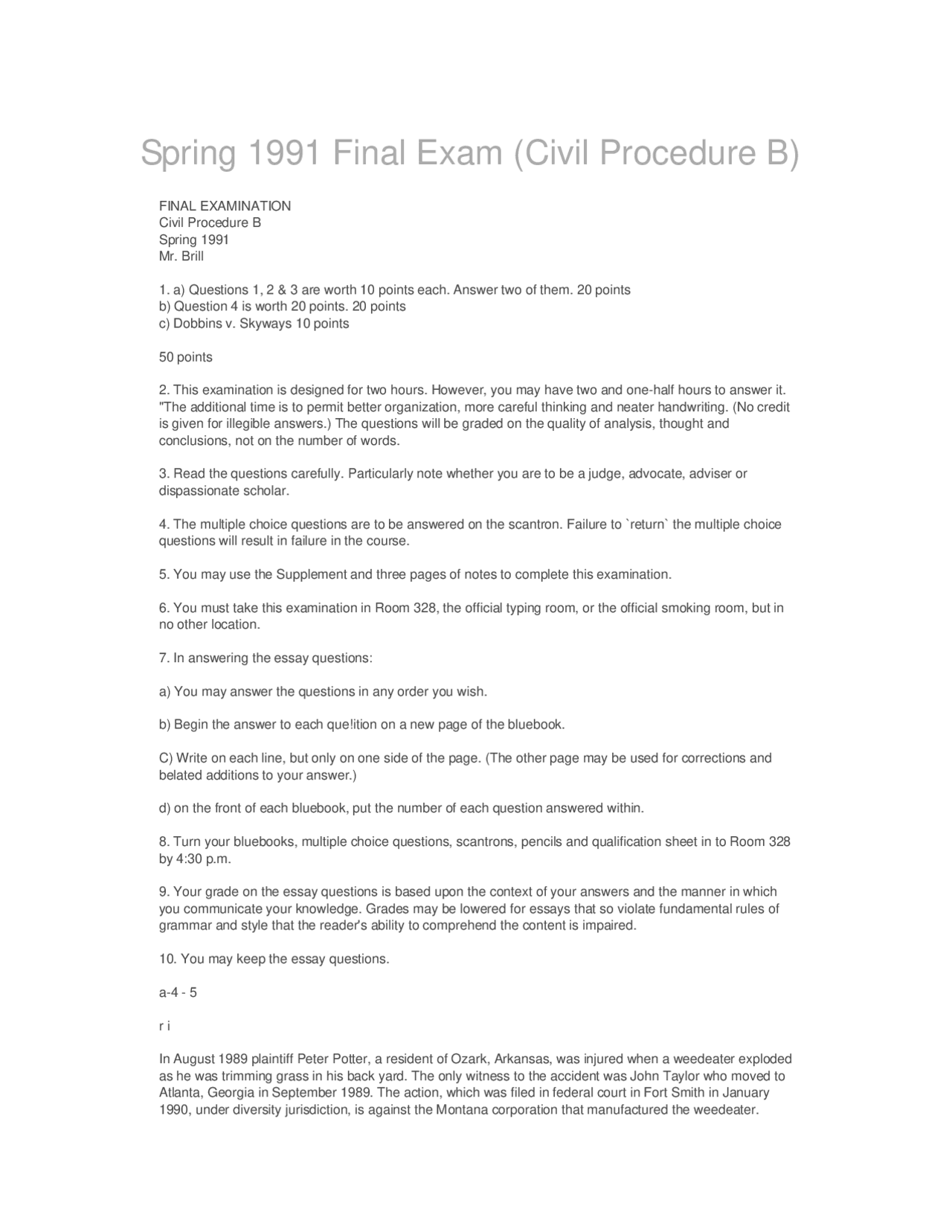 Sentences of Explanation - Civil Procedure - Past Paper | Exams Civil ...