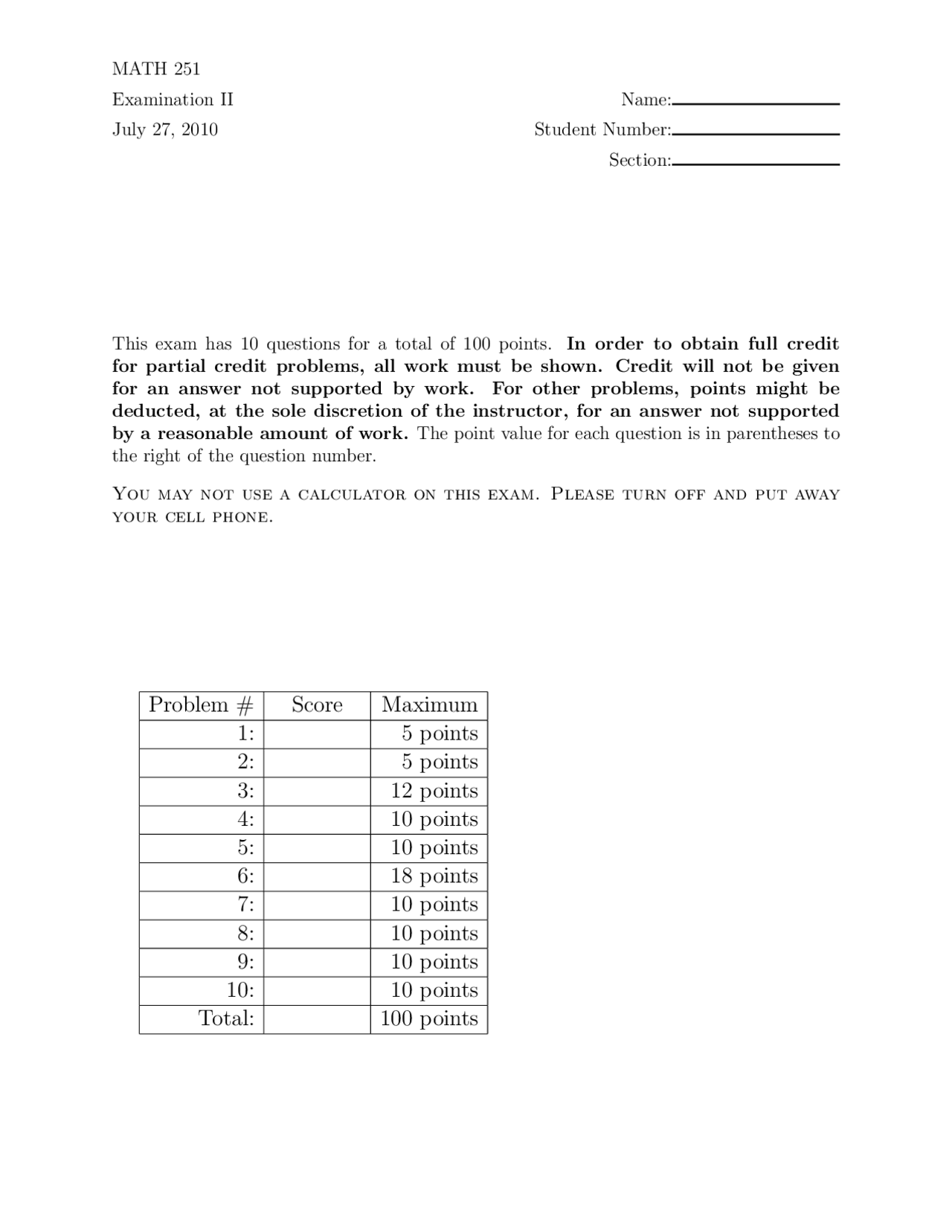 Compute Ordinary And Partial Differential Equations Exam Docsity