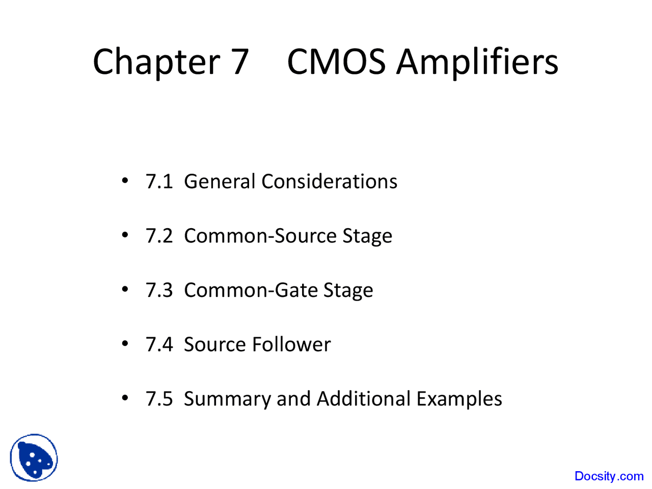 Cmos Amplifiers Analog Circuits Lecture Slides Docsity