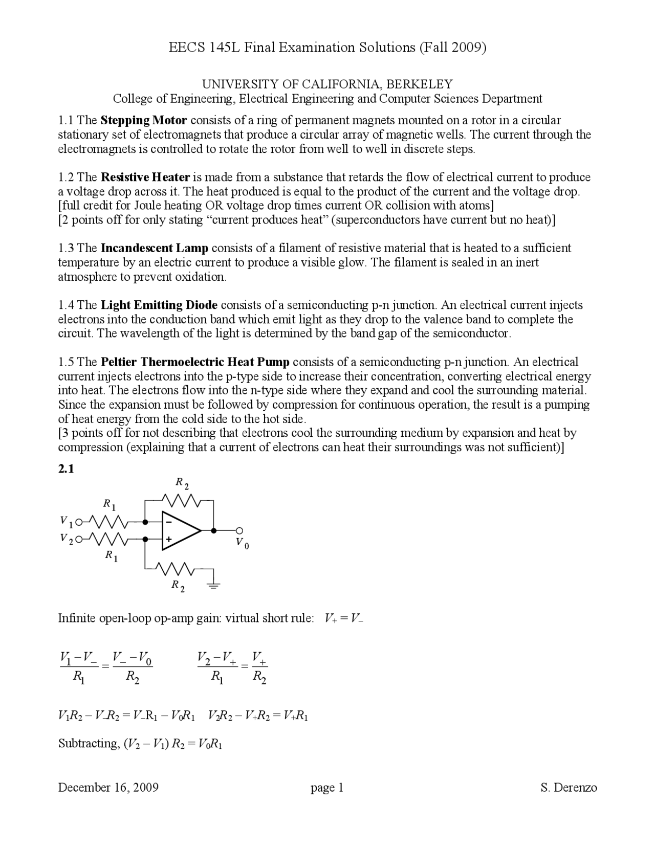 Actuators Intro Electronic Transducer Lab Solved Exam Docsity