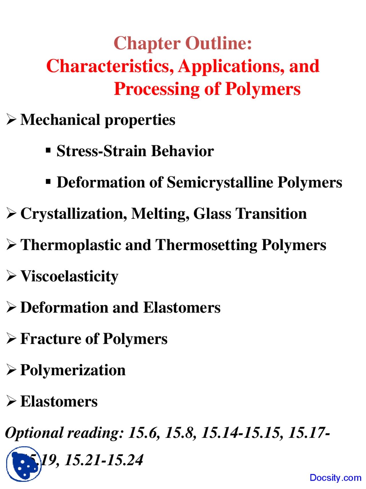 Processing Of Polymers Science And Engineering Of Materials Lecture