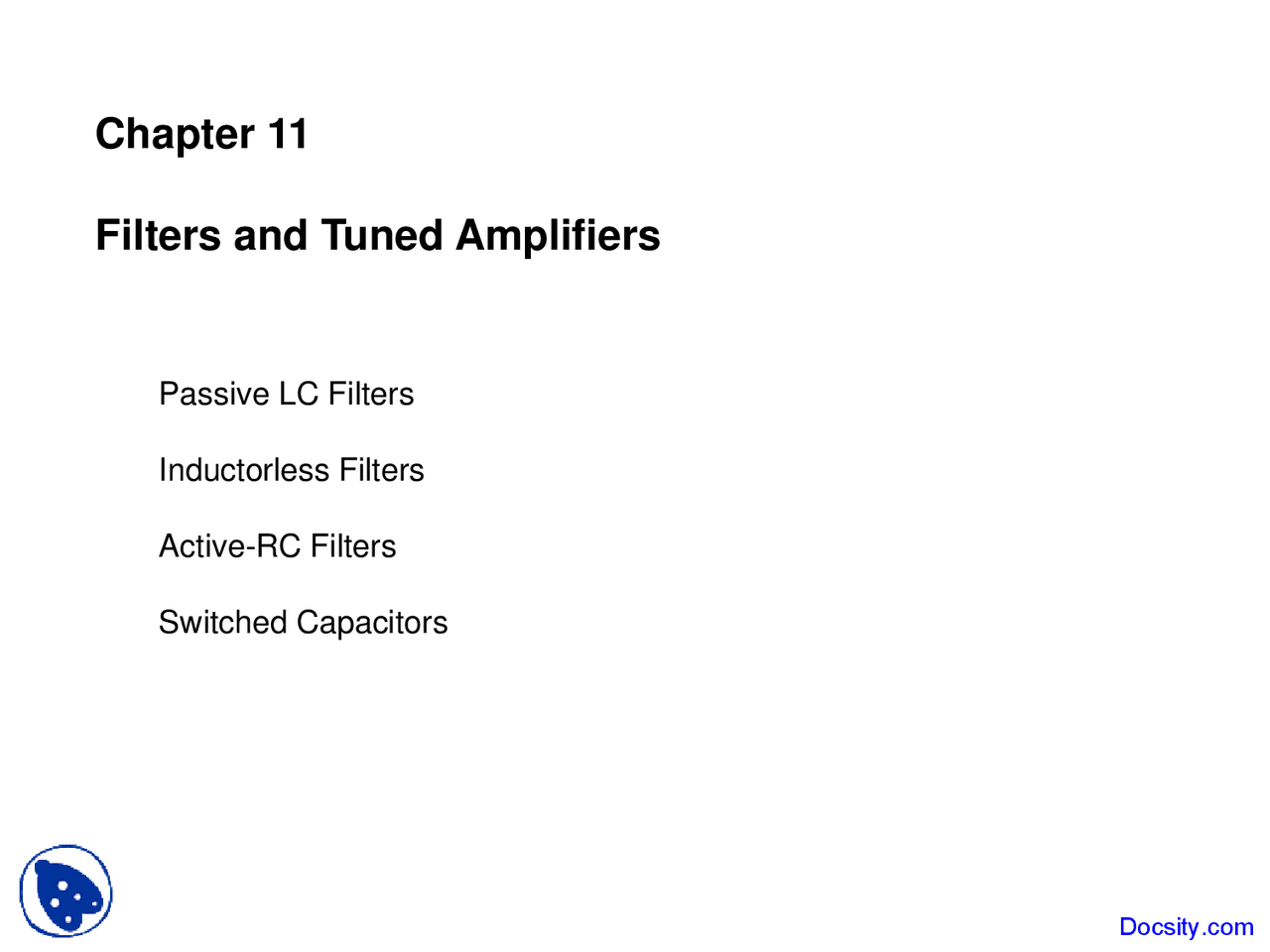 Filters And Tuned Amplifiers Analog Circuits And Systems Design