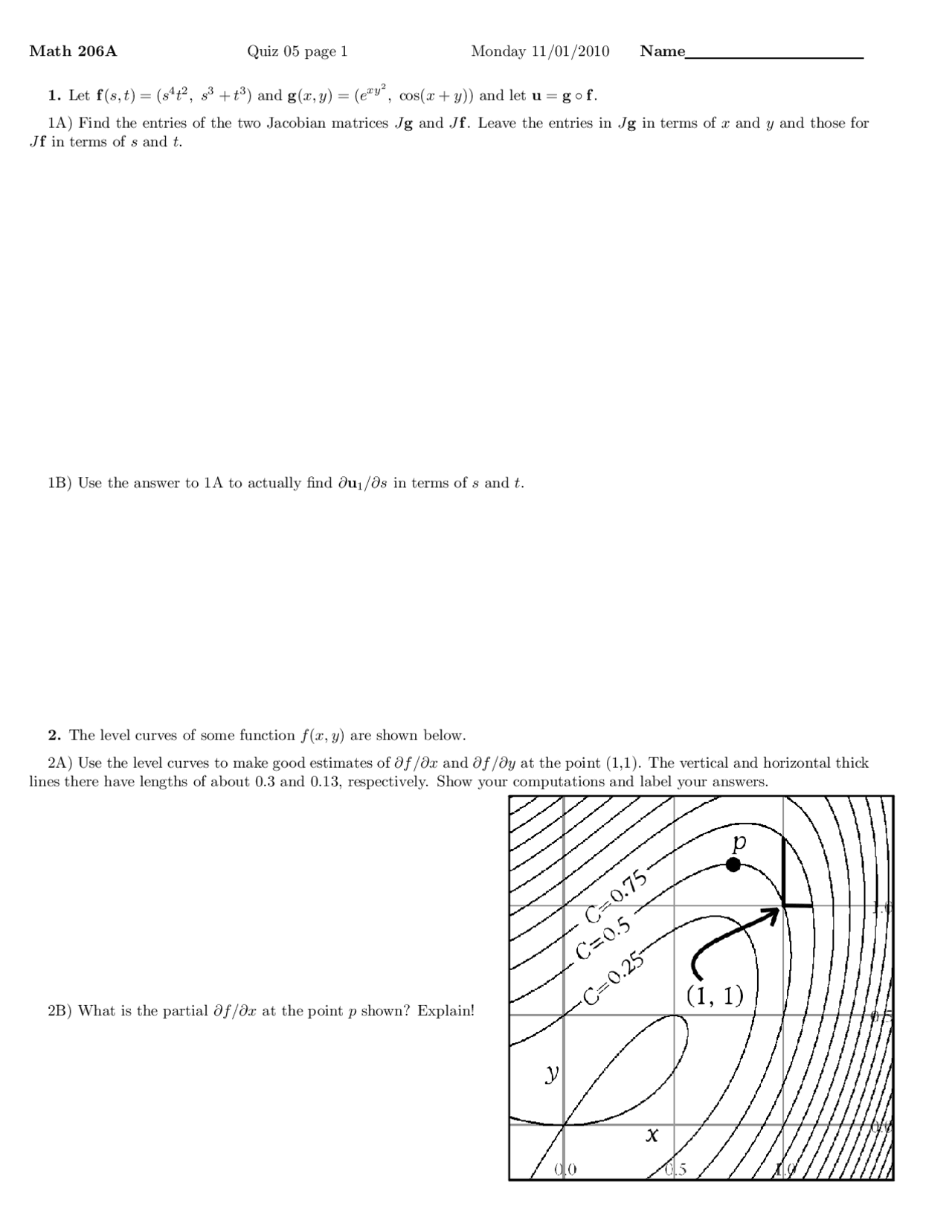 Jacobian Matrices Multivariable Quiz Docsity