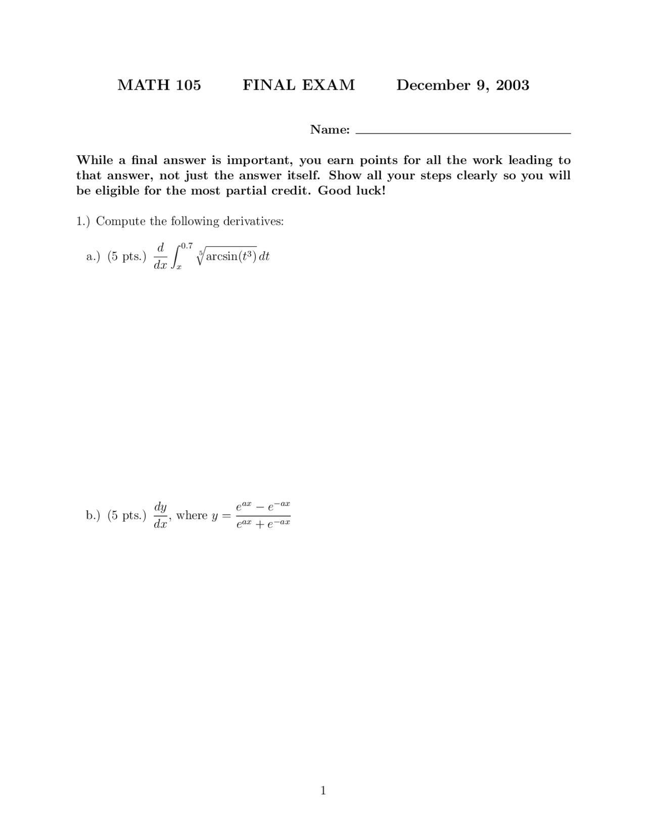Planet Multivariable Exam Docsity