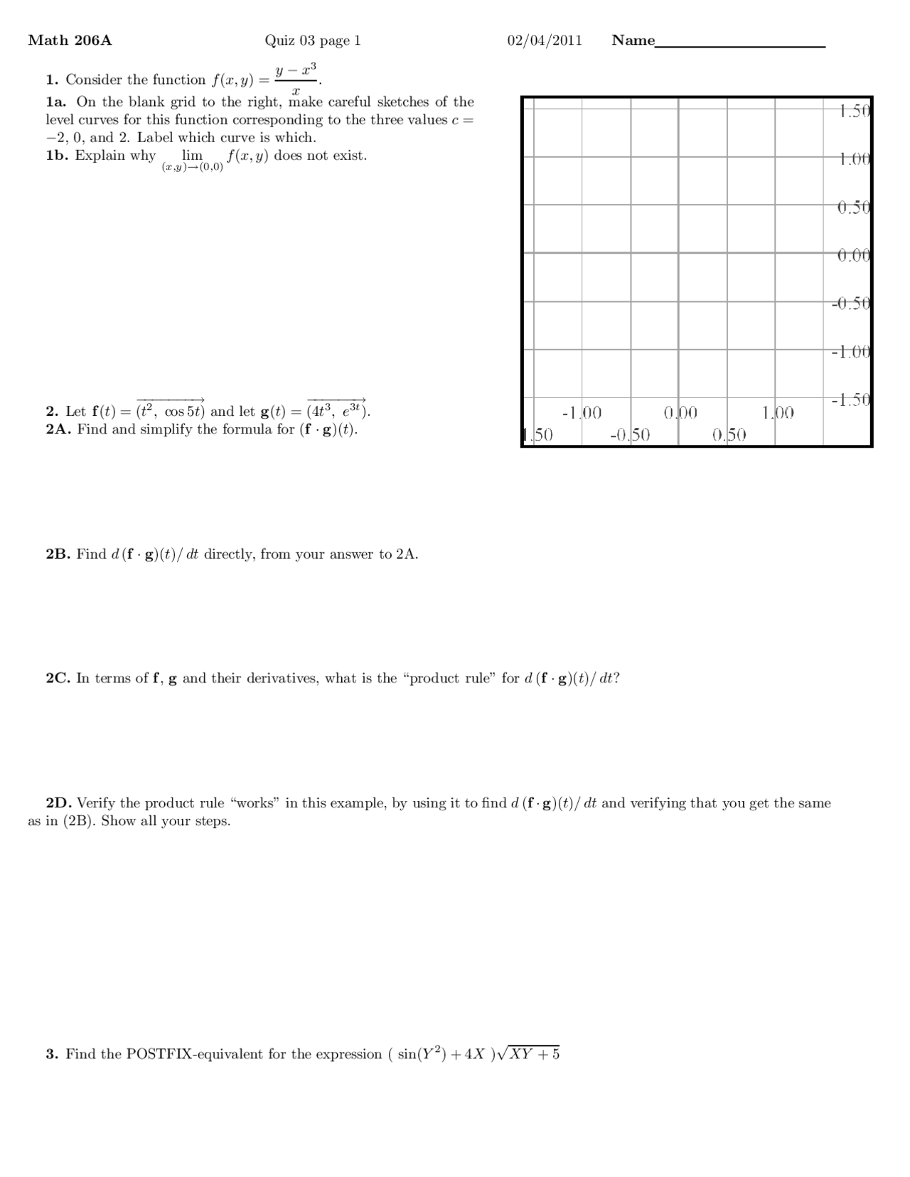 Simplify Multivariable Quiz Docsity