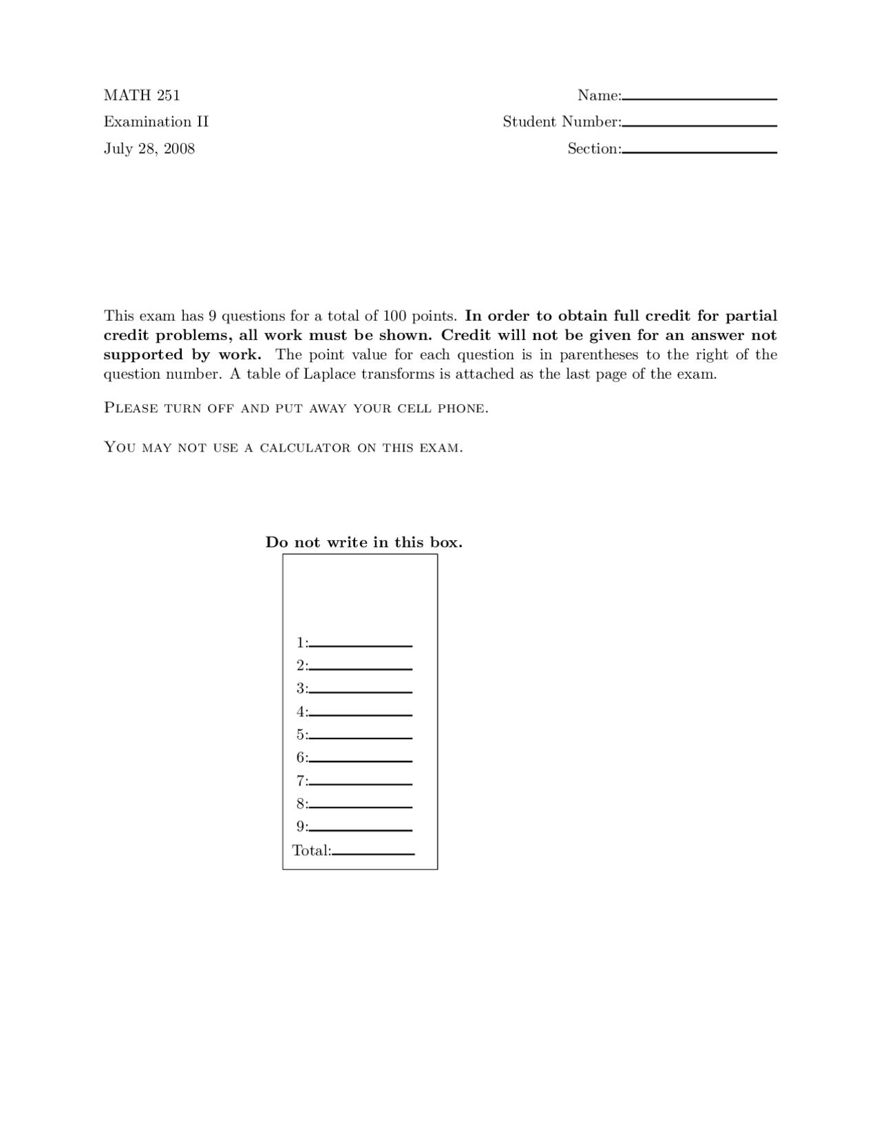 Equivalent Ordinary And Partial Differential Equations Exam Docsity