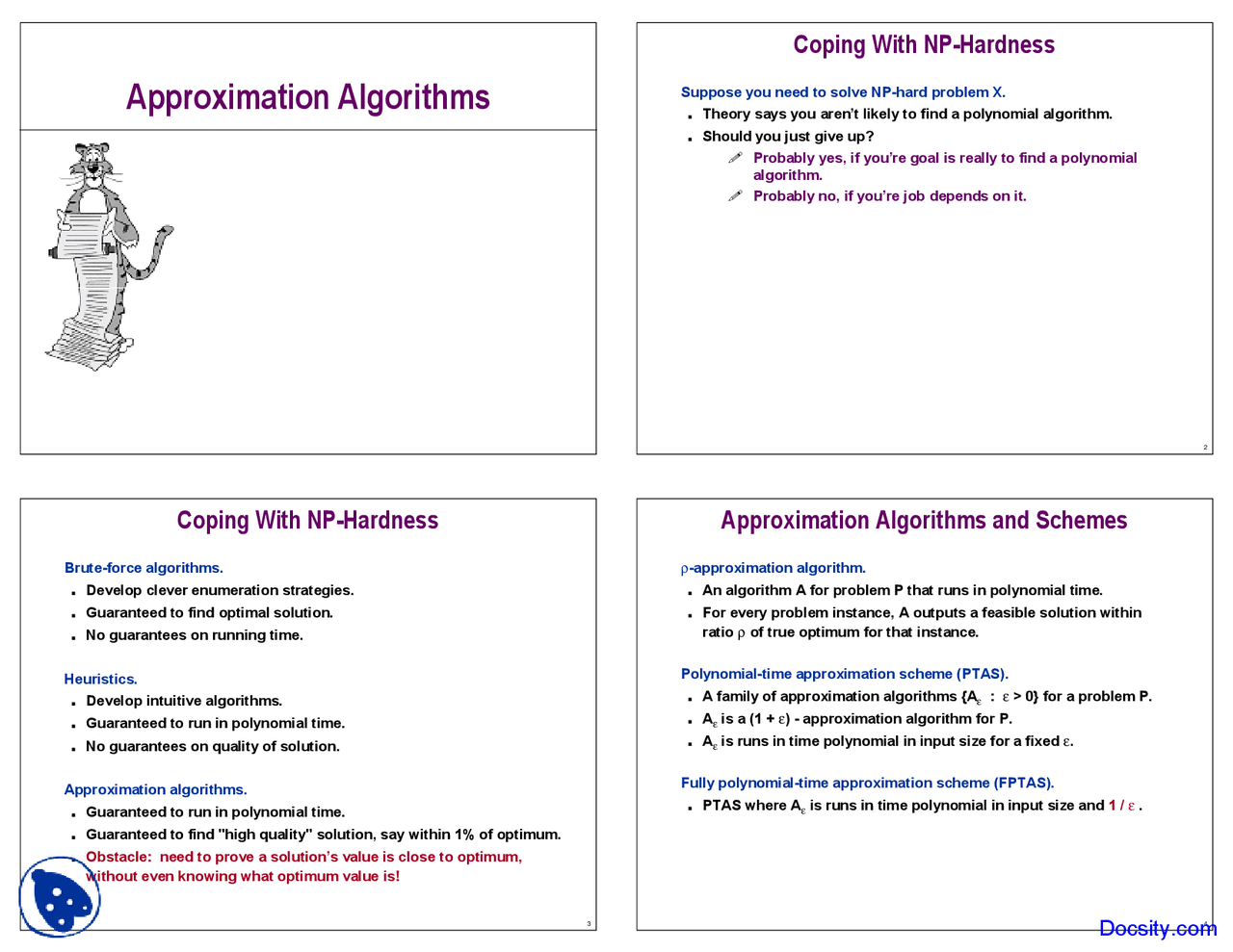 Approximation Algorithms Algorithm And Complexity Analysis Lecture Slides Docsity