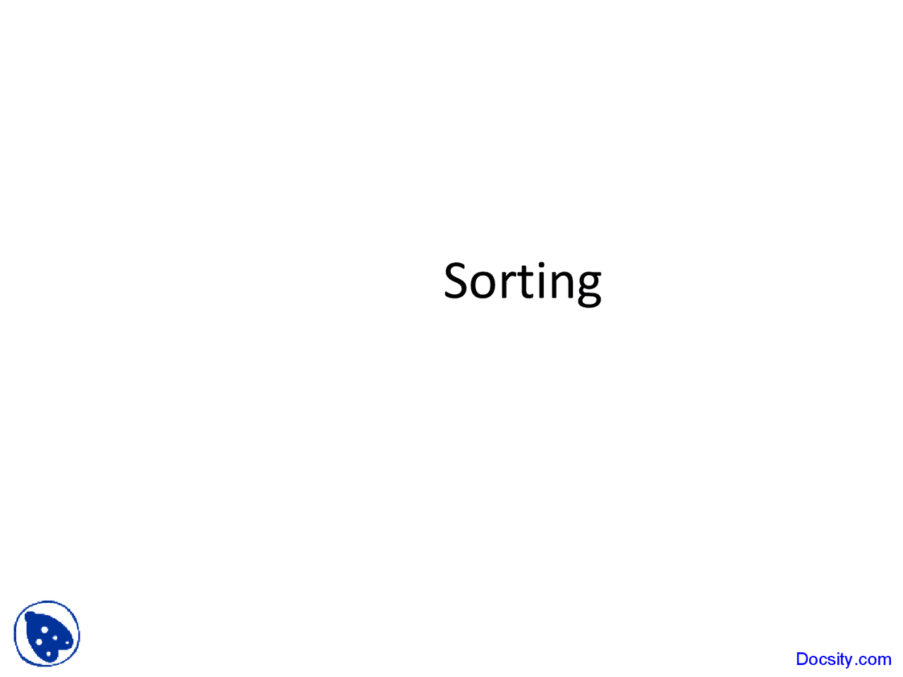 Sorting Advanced Programming Lecture Slides Docsity