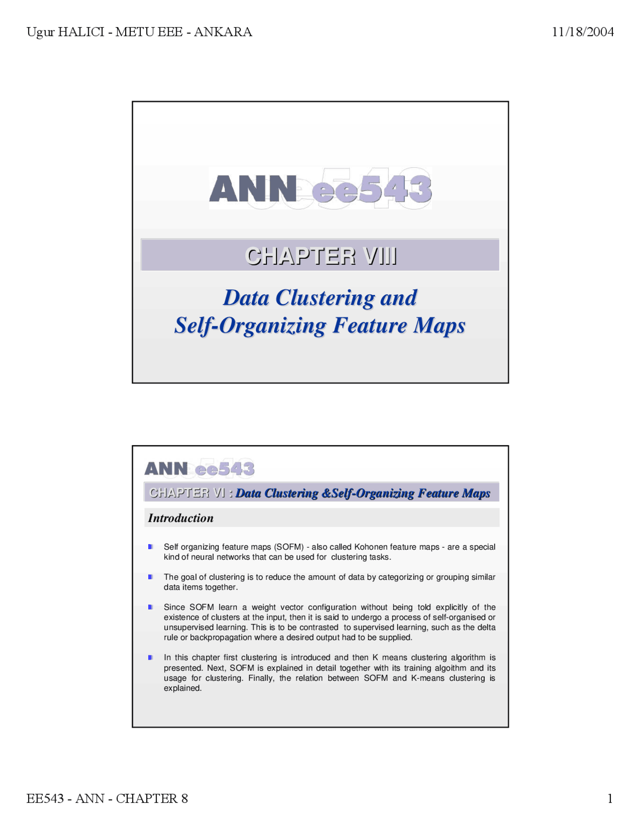 Data Clustering Artificial Neural Networks Lecture Slides Docsity