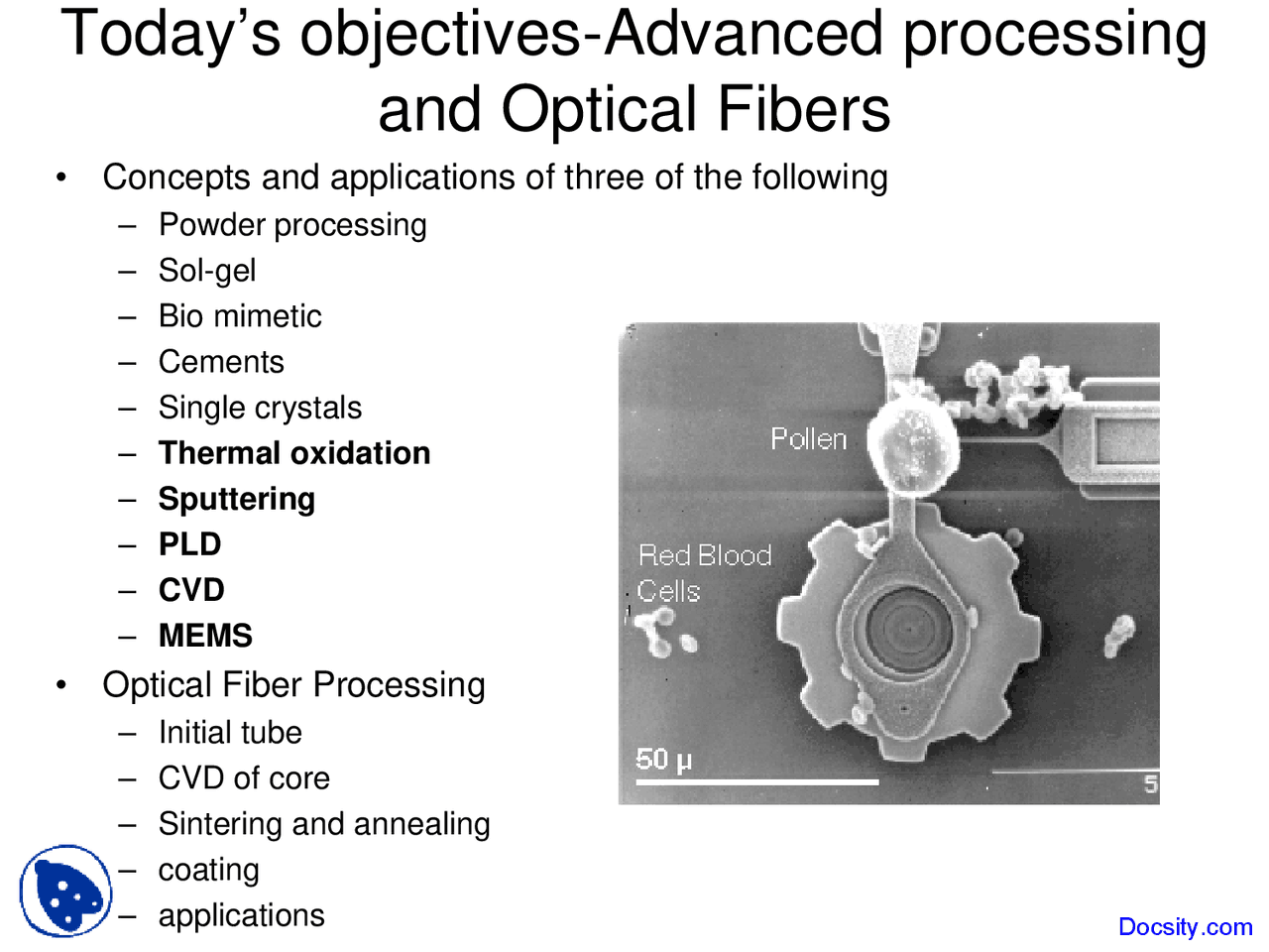 Optical Fibers Processing Of Materials Lecture Slides Docsity