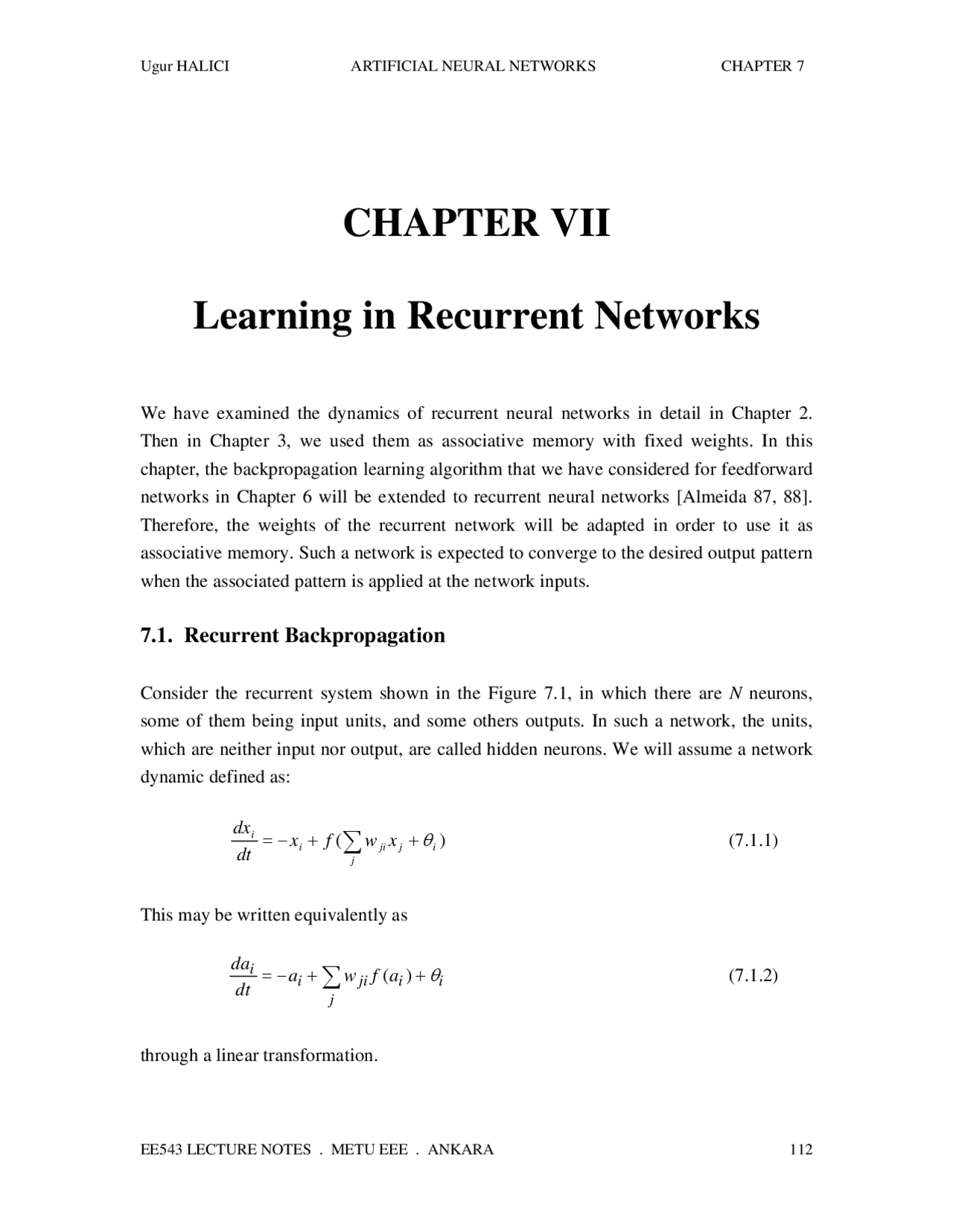 Recurrent Networks Artificial Neural Networks Lecture Notes Docsity