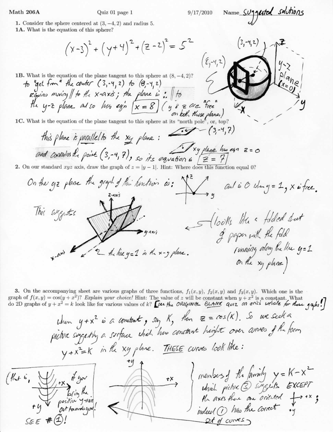 Equation Multivariable Solved Quiz Docsity