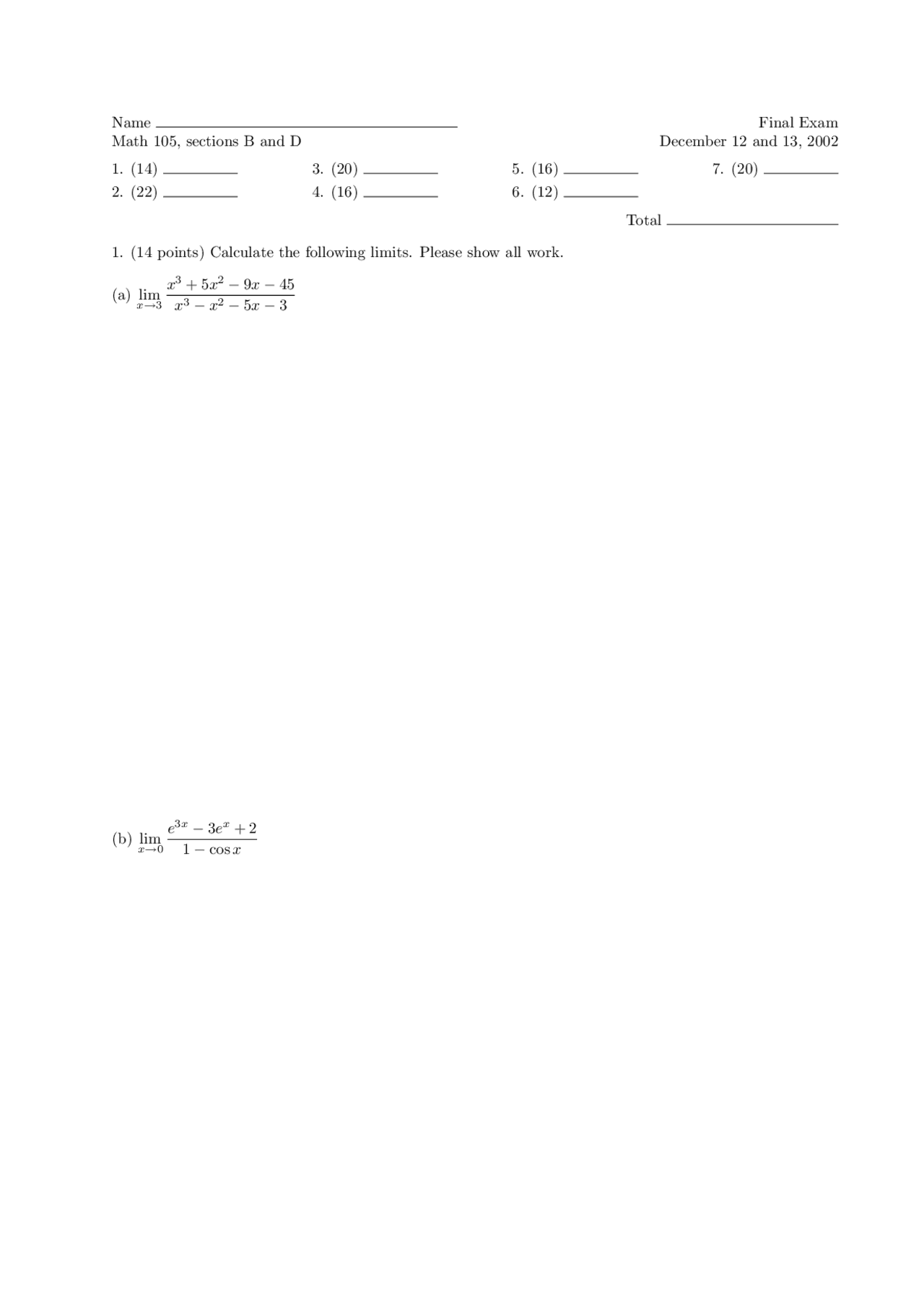 Local Maximum Multivariable Exam Docsity