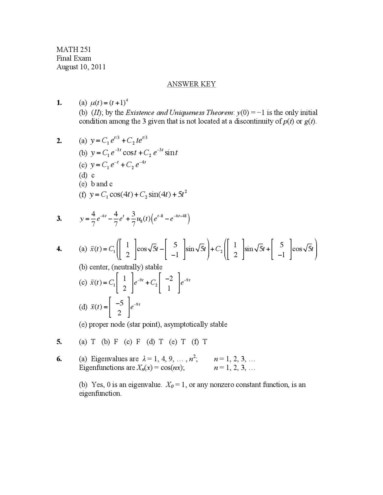 Integrating Ordinary And Partial Differential Equations Solved Exam